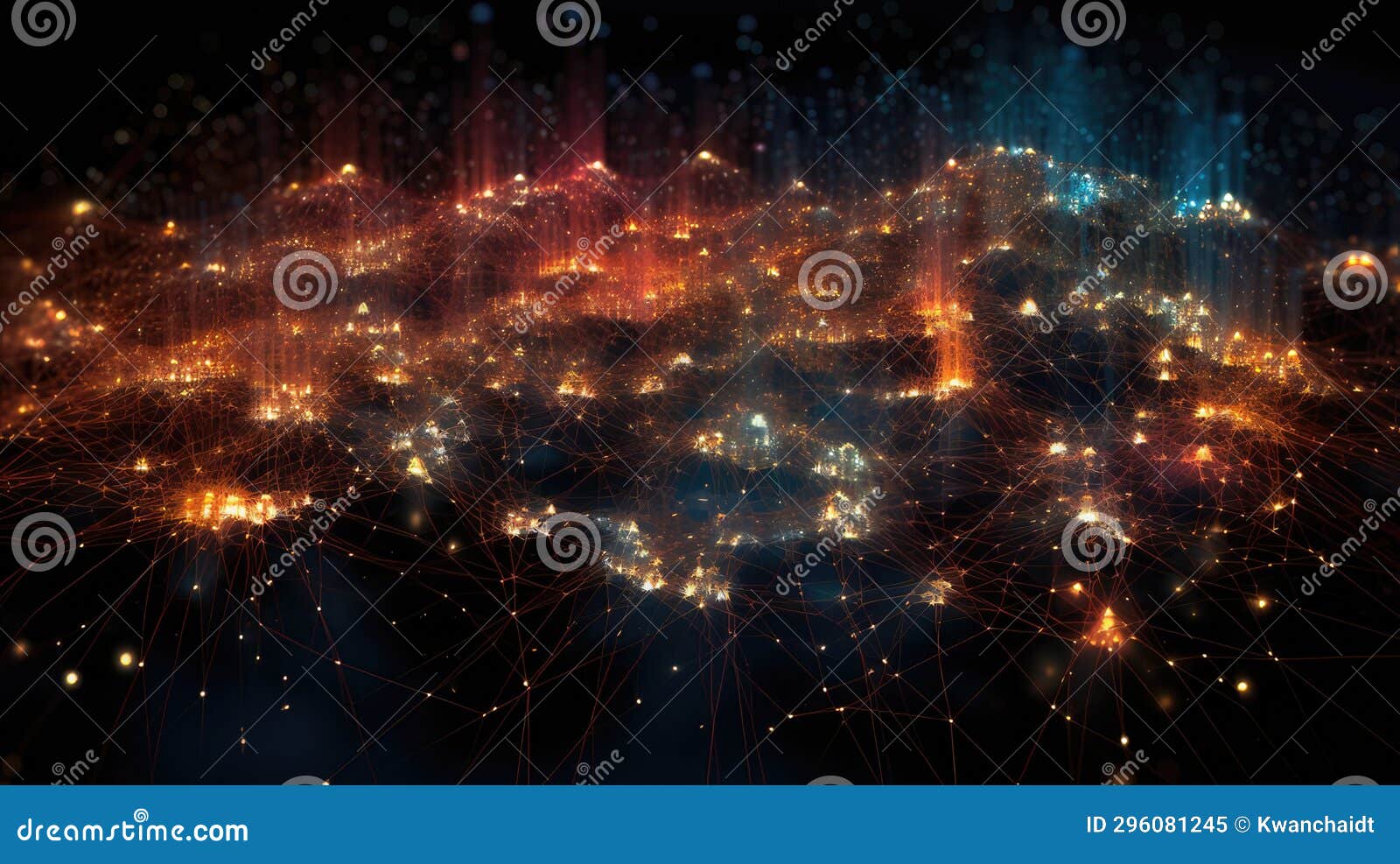 Bits and Bytes Streaming through Interconnected Nodes, Showcasing the ...
