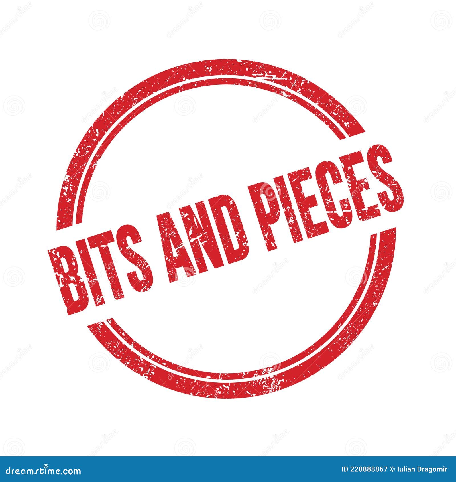 BITS and PIECES Text Written on Red Grungy Round Stamp Stock ...
