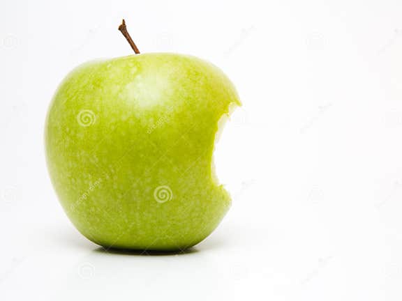 Bitten Apple stock image. Image of single, palm, bite - 1251481