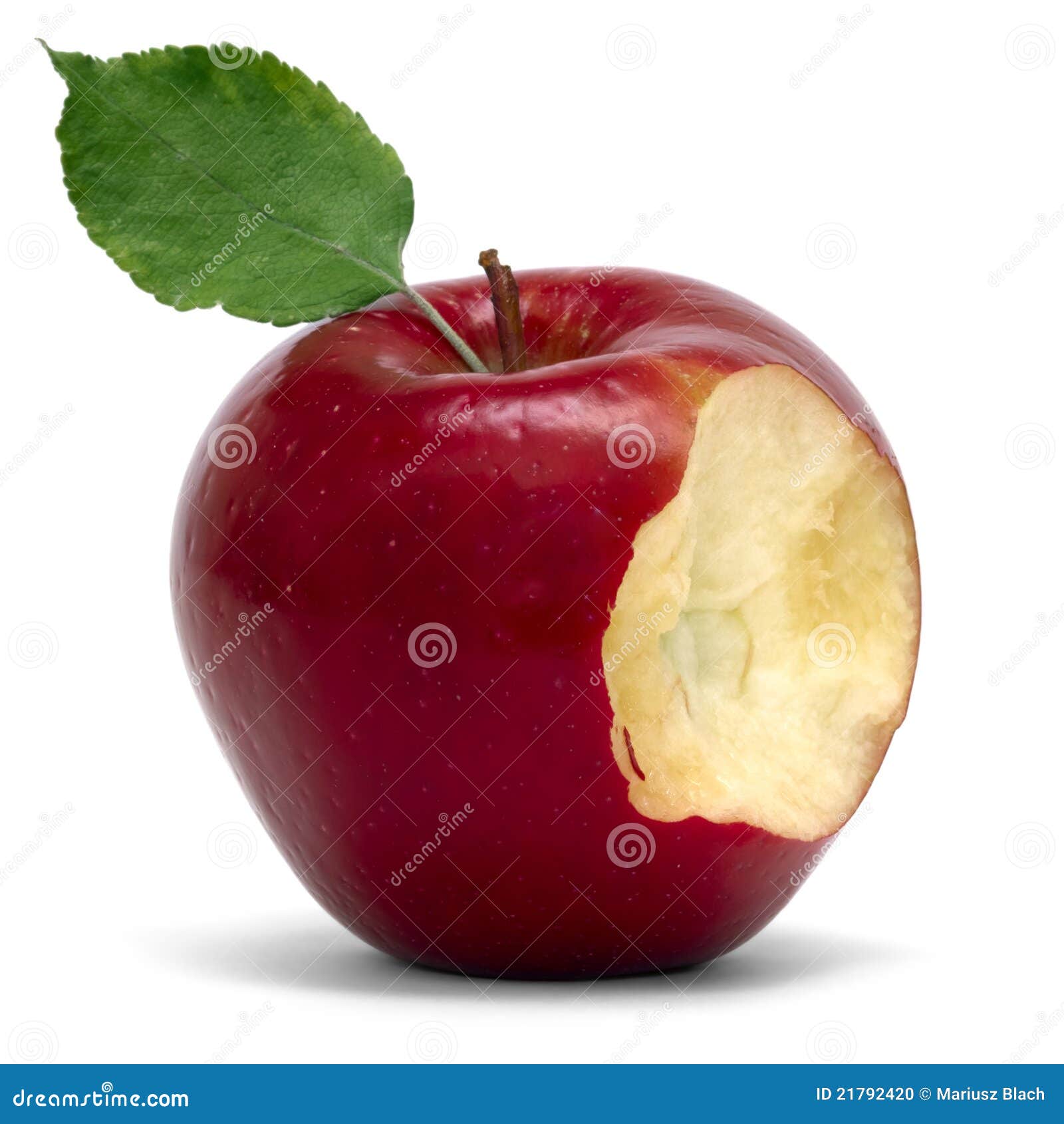 Bitten apple stock photo. Image of closeup, fruit, leaf - 21792420