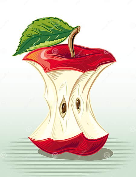 Bitten apple core. stock illustration. Illustration of apple - 112041317