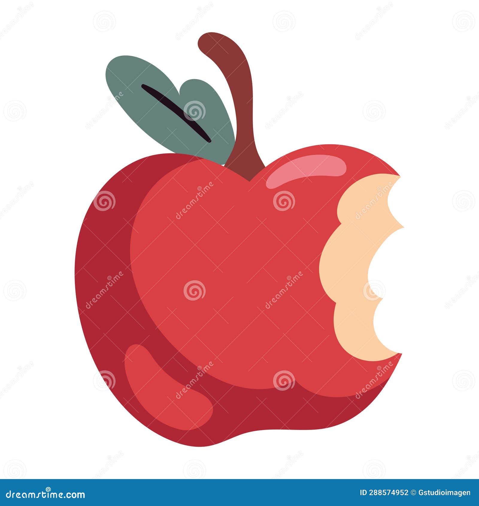 Bitten apple fruit icon stock vector. Illustration of fruity - 288574952