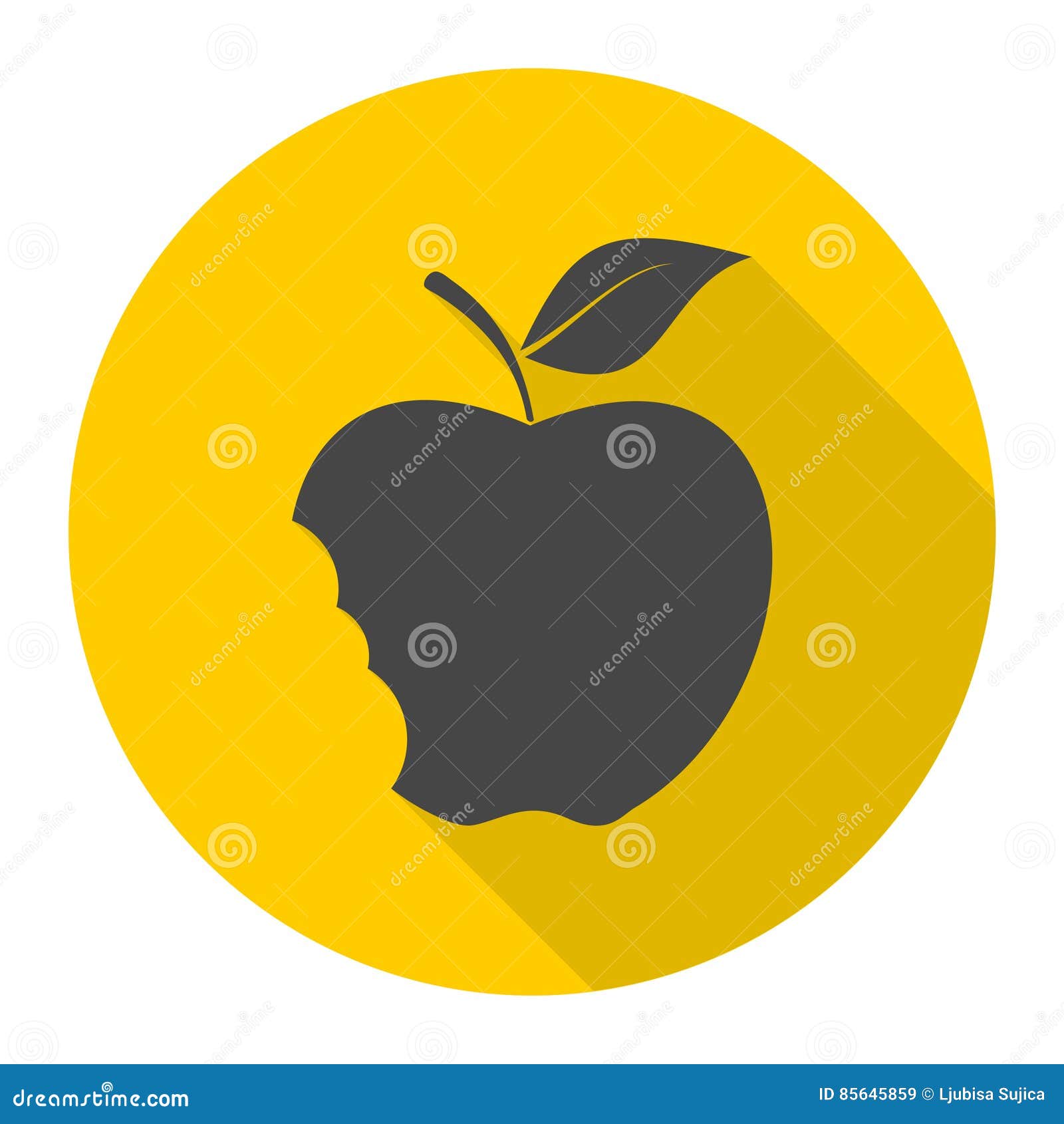 Bitten Apple Icon with Long Shadow Stock Vector - Illustration of ...