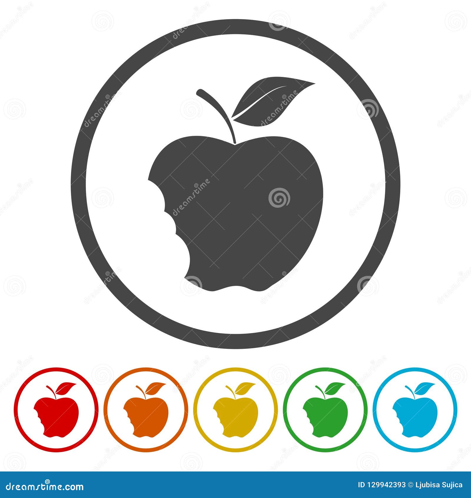 Bitten Apple Icon. One of Set Web Icons Stock Vector - Illustration of ...