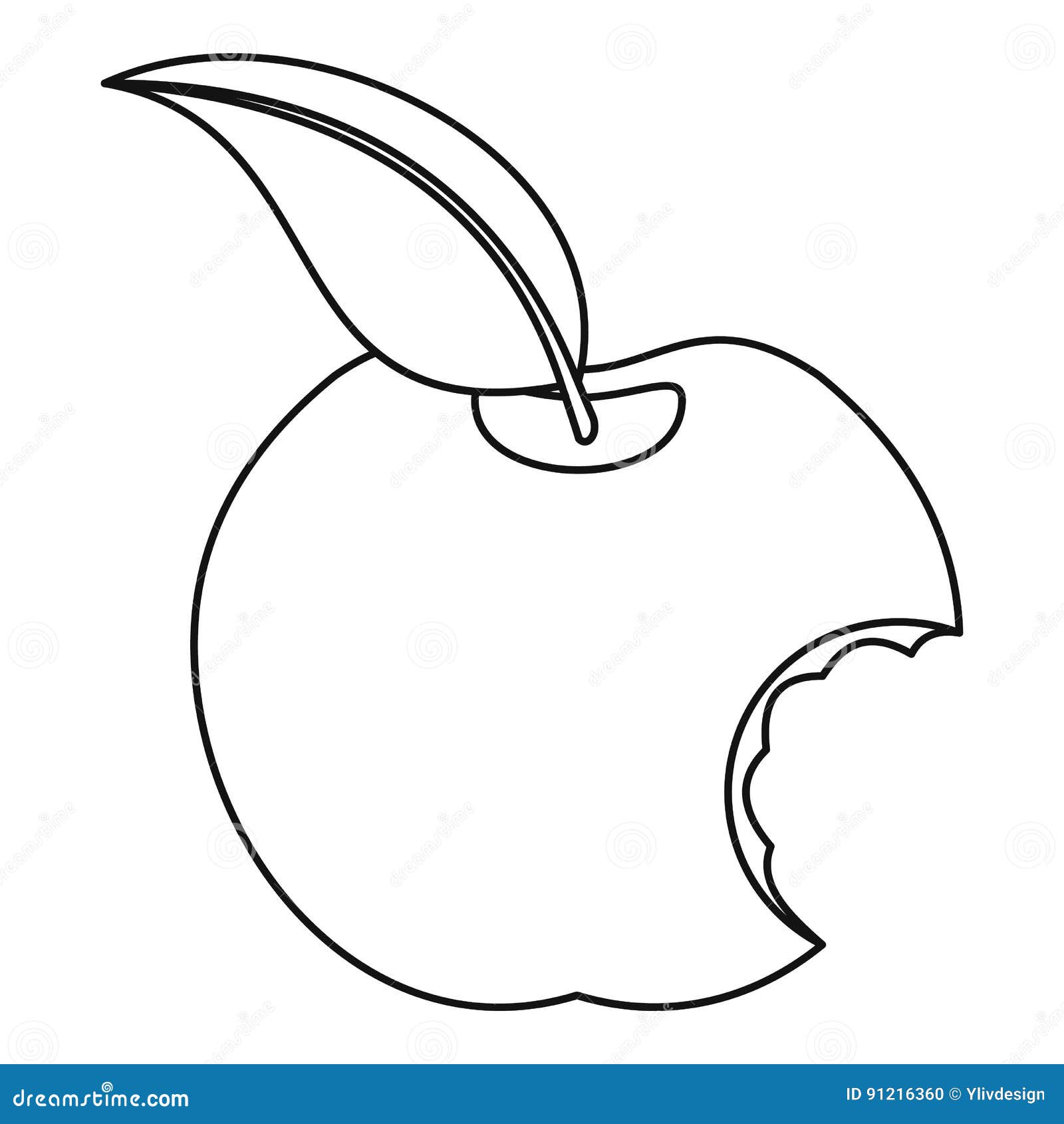 Bitten Apple Icon, Outline Style Stock Vector - Illustration of line ...