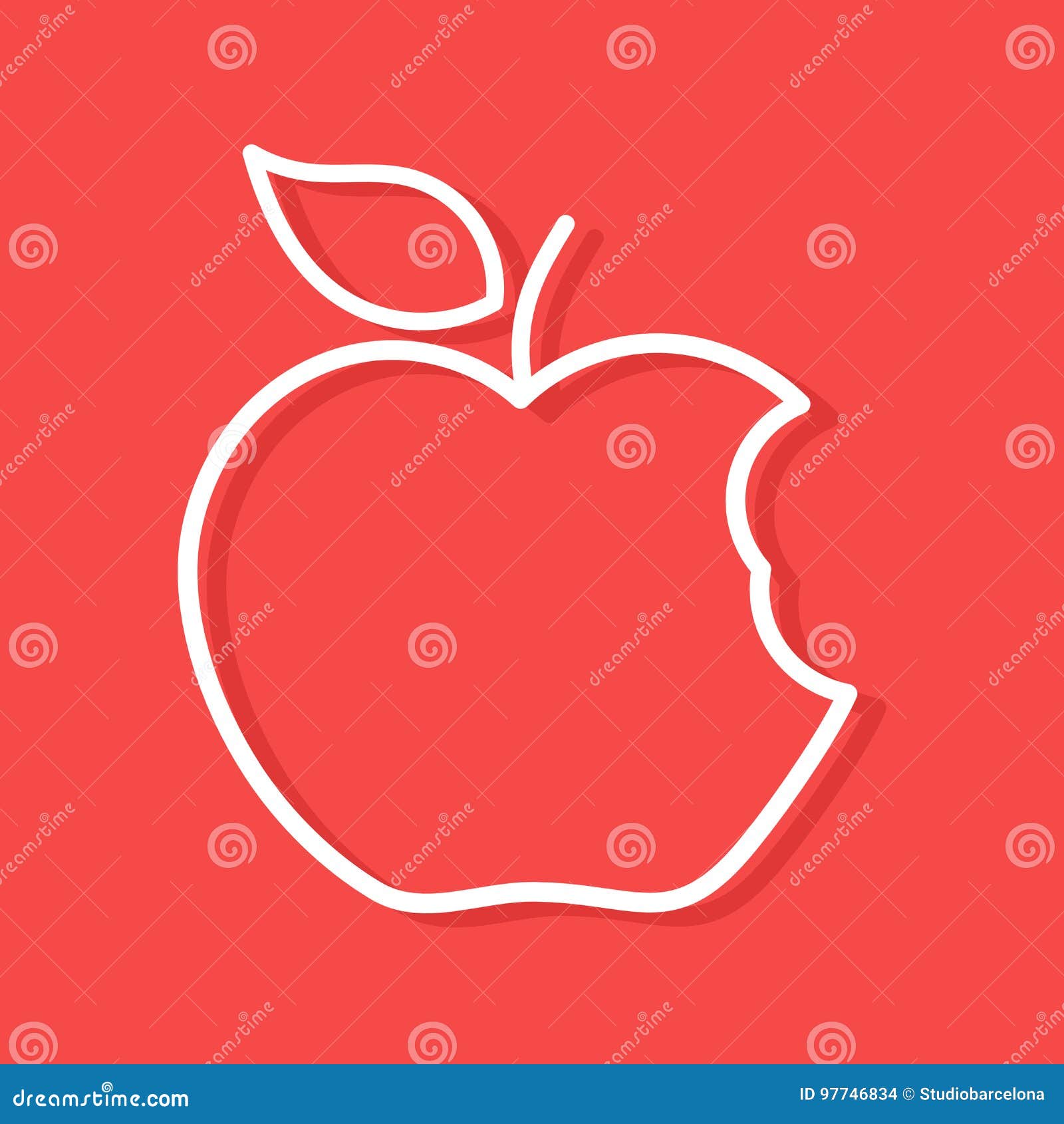 Bitten apple outline shape stock vector. Illustration of outline - 97746834