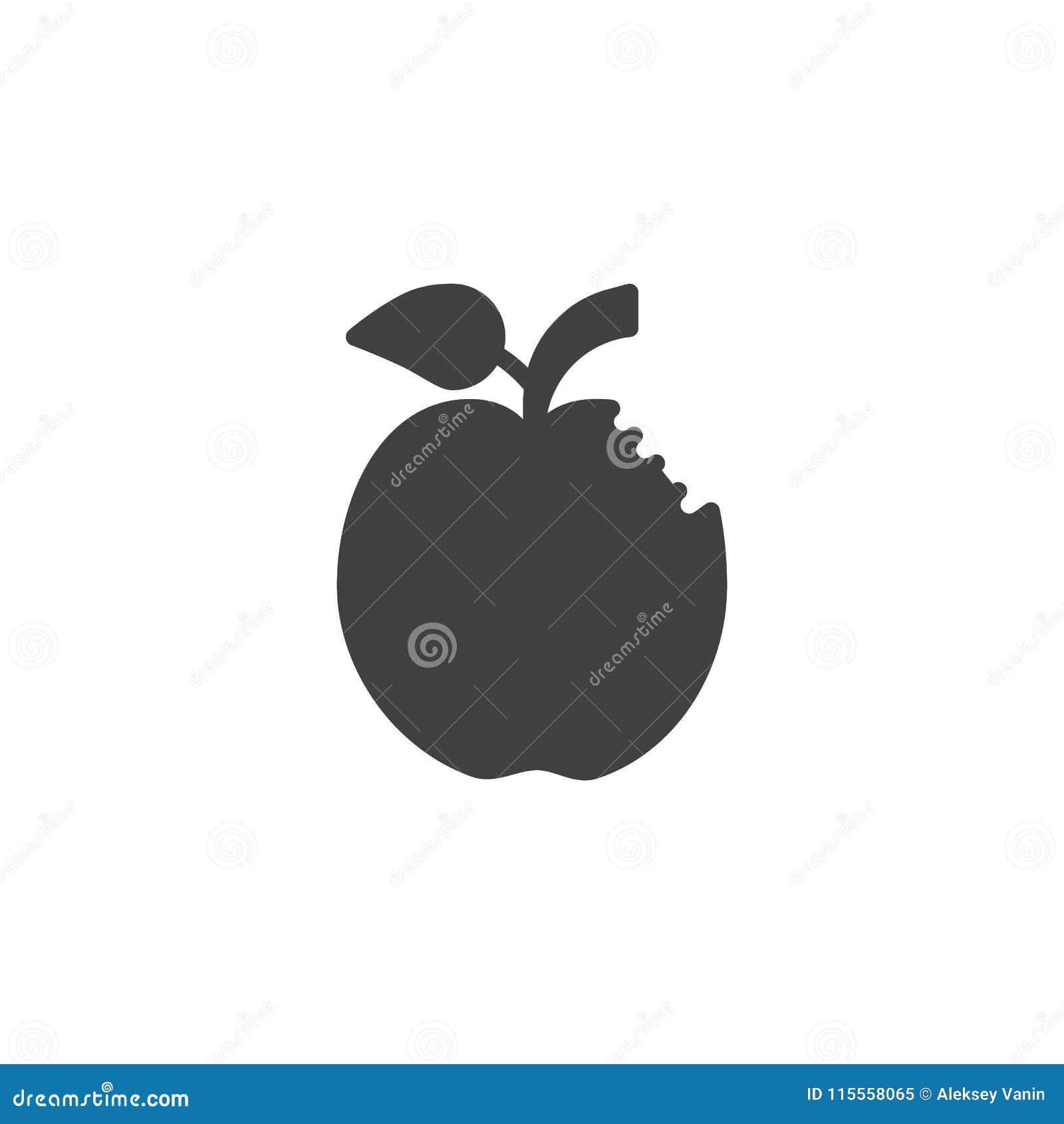 Bitten apple vector icon stock vector. Illustration of bite - 115558065