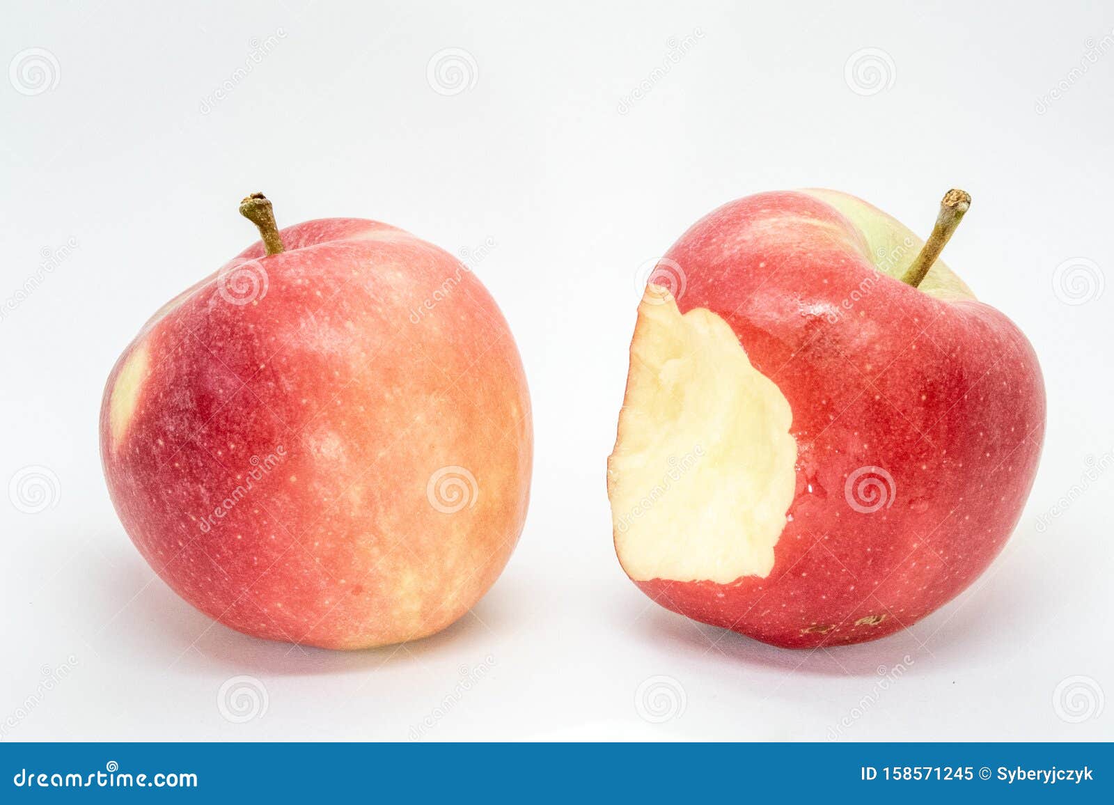 Bitten apple stock image. Image of fruits, eaten, food - 158571245