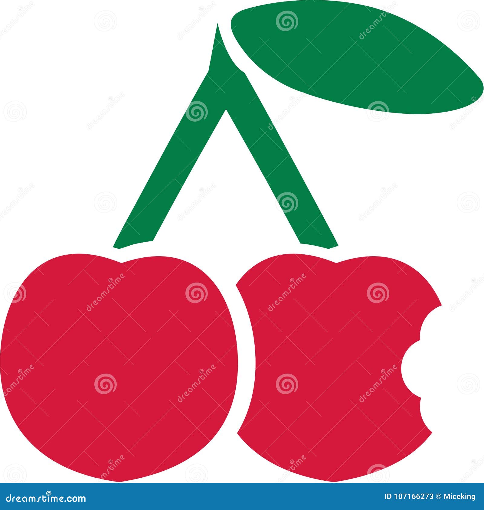 Bitten into cherry stock vector. Illustration of vector - 107166273