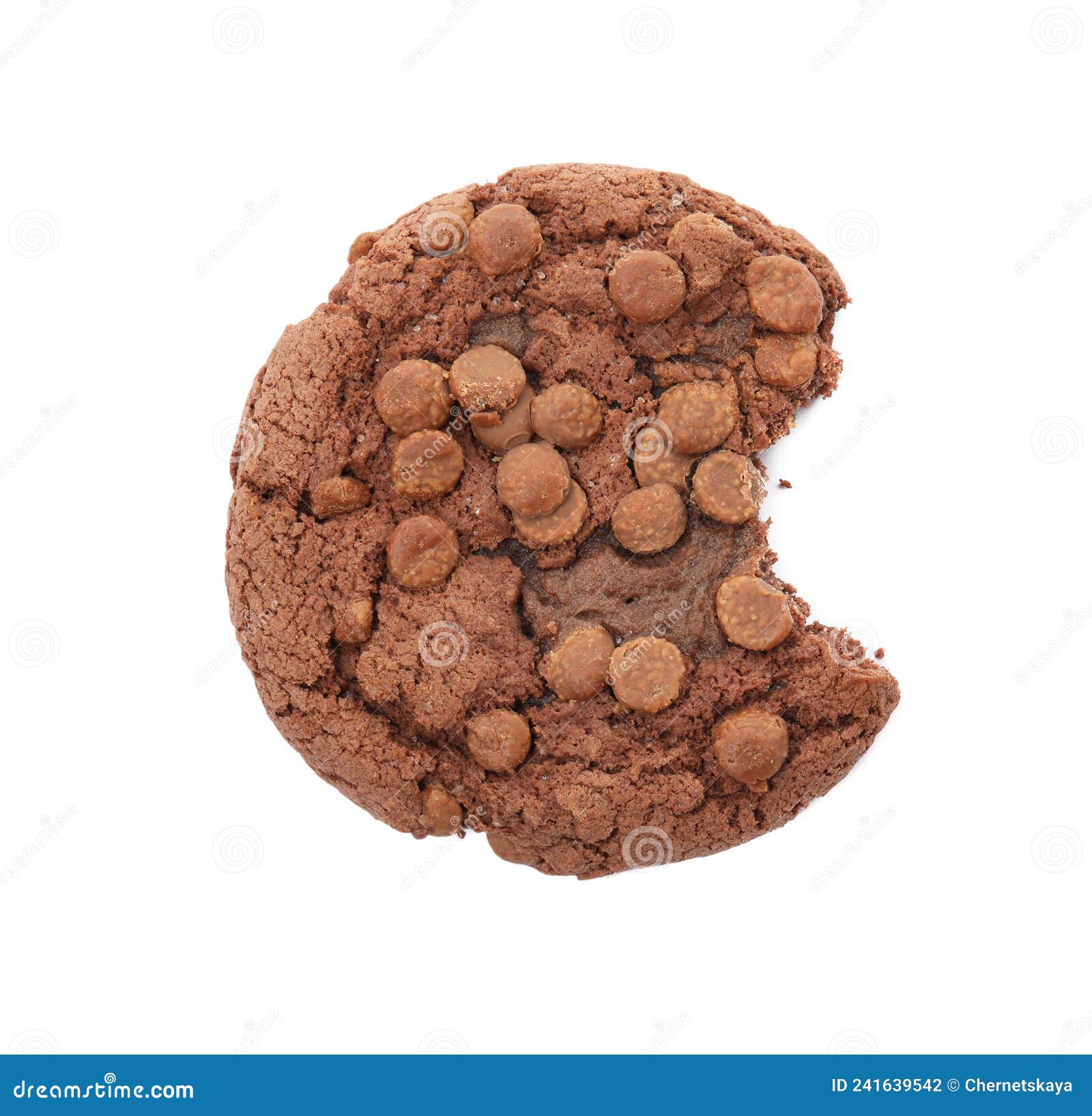 Bitten Chocolate Chip Cookie Isolated on White Stock Photo - Image of ...