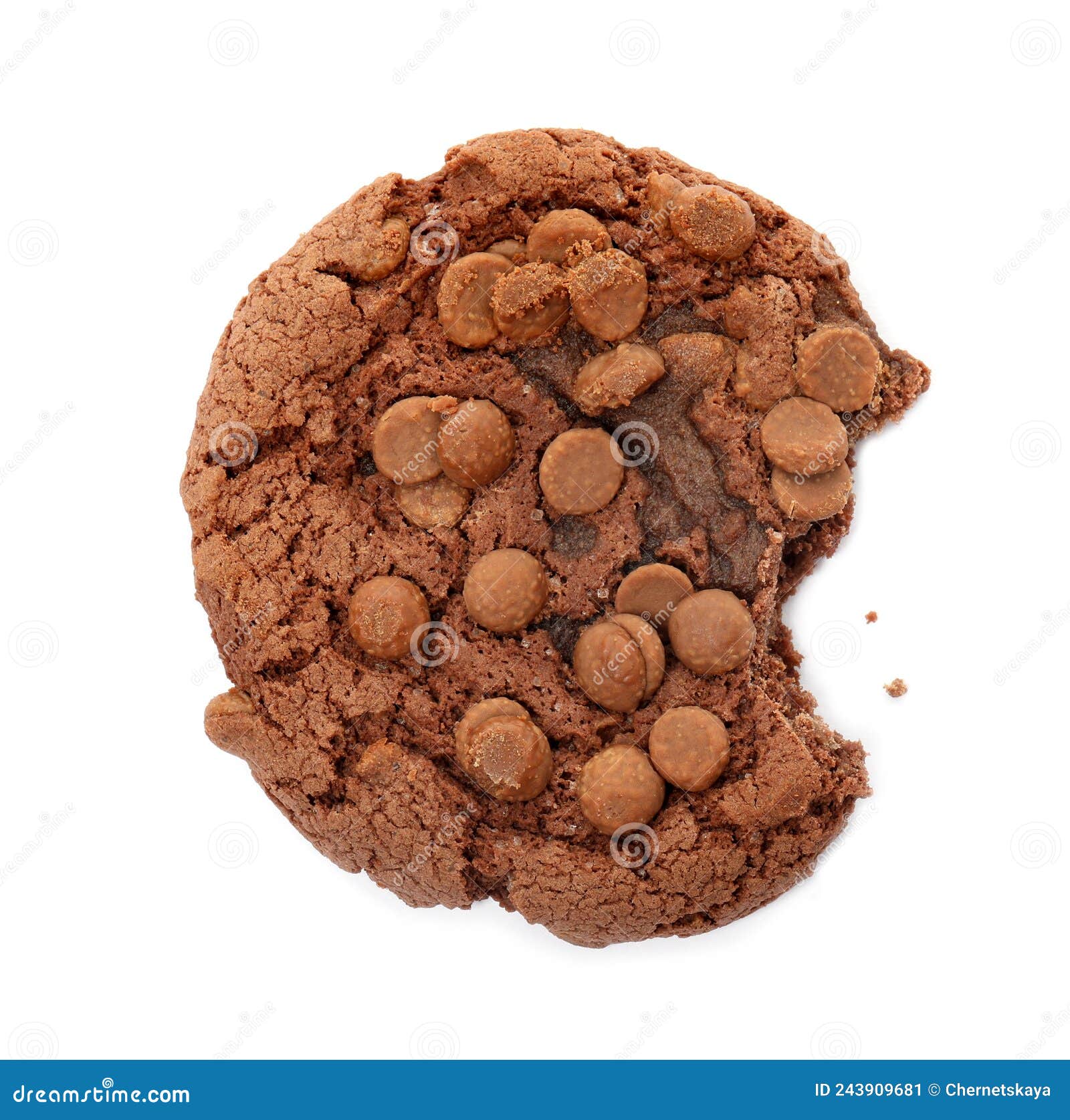 Bitten Chocolate Chip Cookie Isolated on White Stock Image - Image of ...