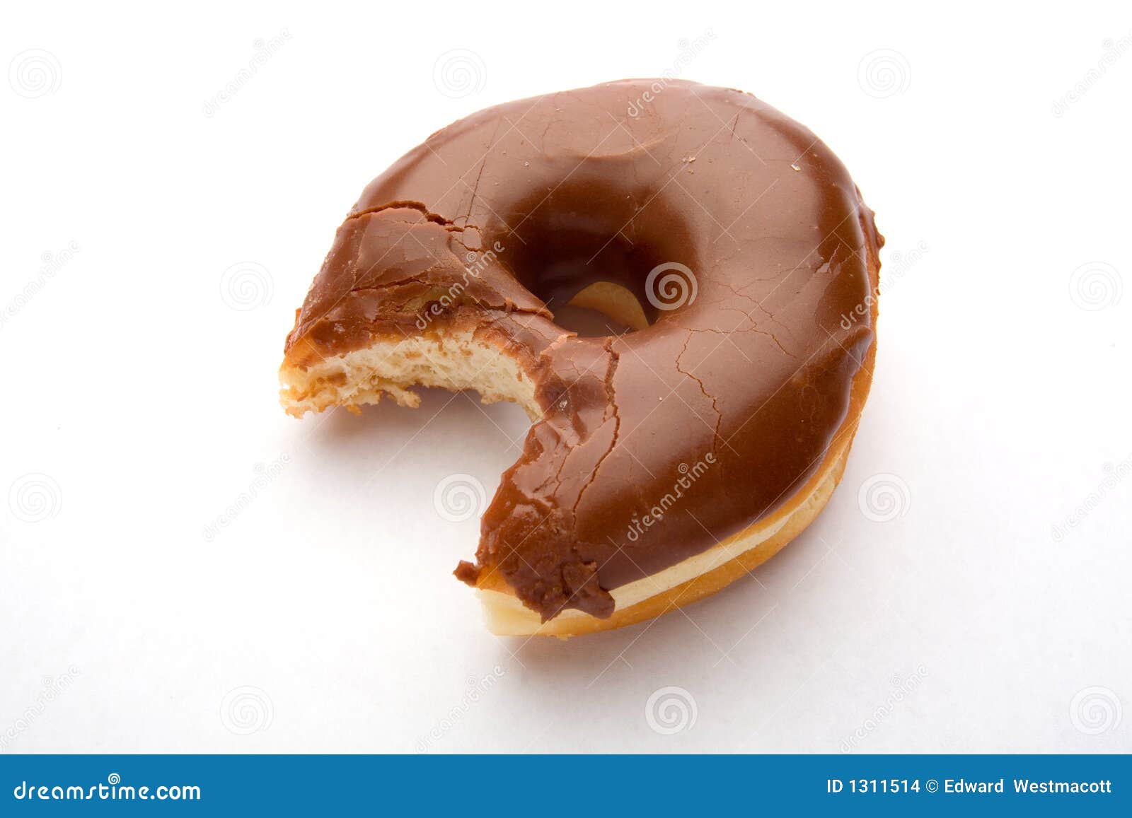 Bitten Chocolate Ring Doughnut Stock Photo - Image of delicious ...