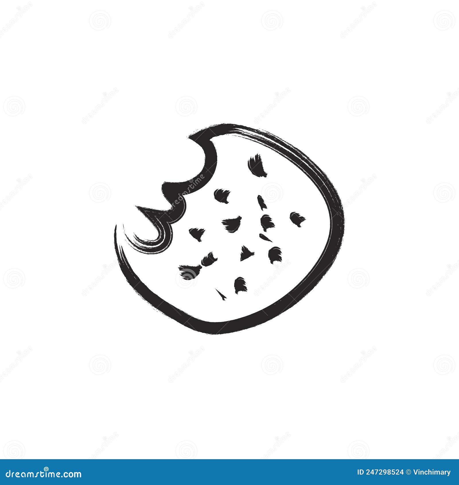 Bitten Cookie Linear Vector Illustration Stock Vector - Illustration of ...