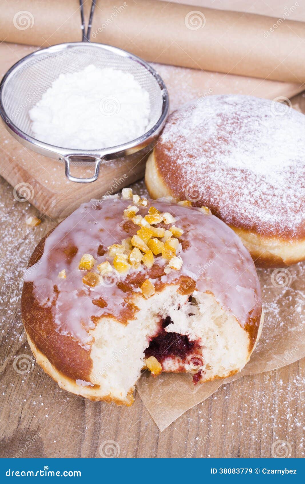 Bitten donut stock image. Image of marmalade, cruller - 38083779