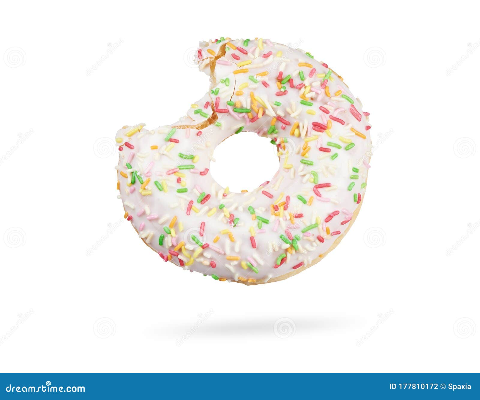 Bitten Donut. Sweet Icing Sugar Food. Dessert Colorful Snack. Glazed ...