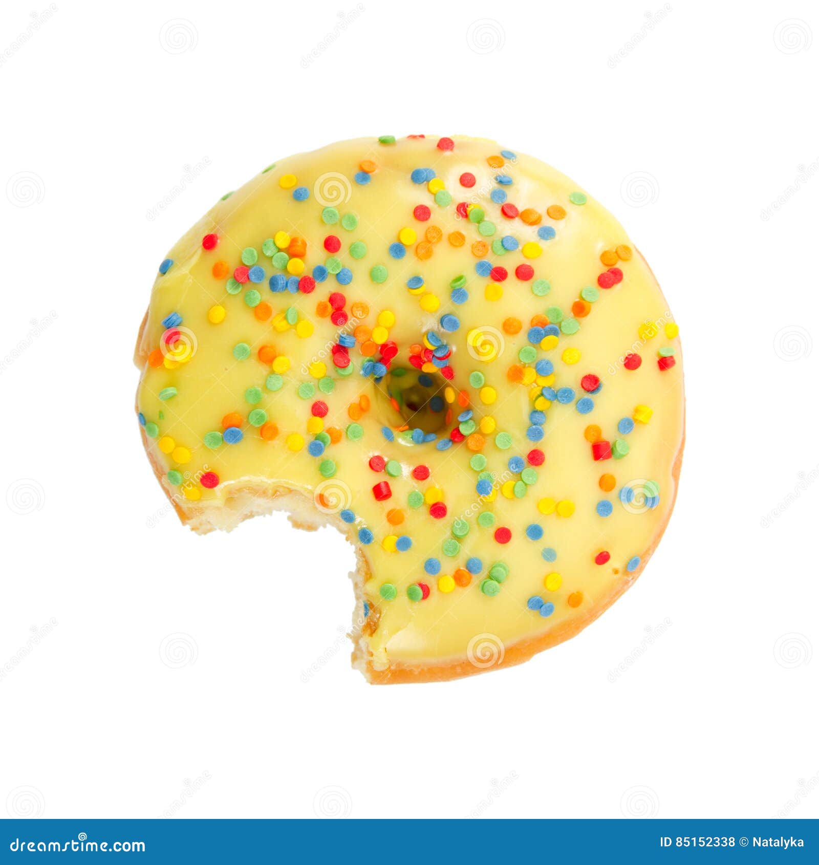 Bitten Donut On A Wooden Table Stock Image | CartoonDealer.com #84763603