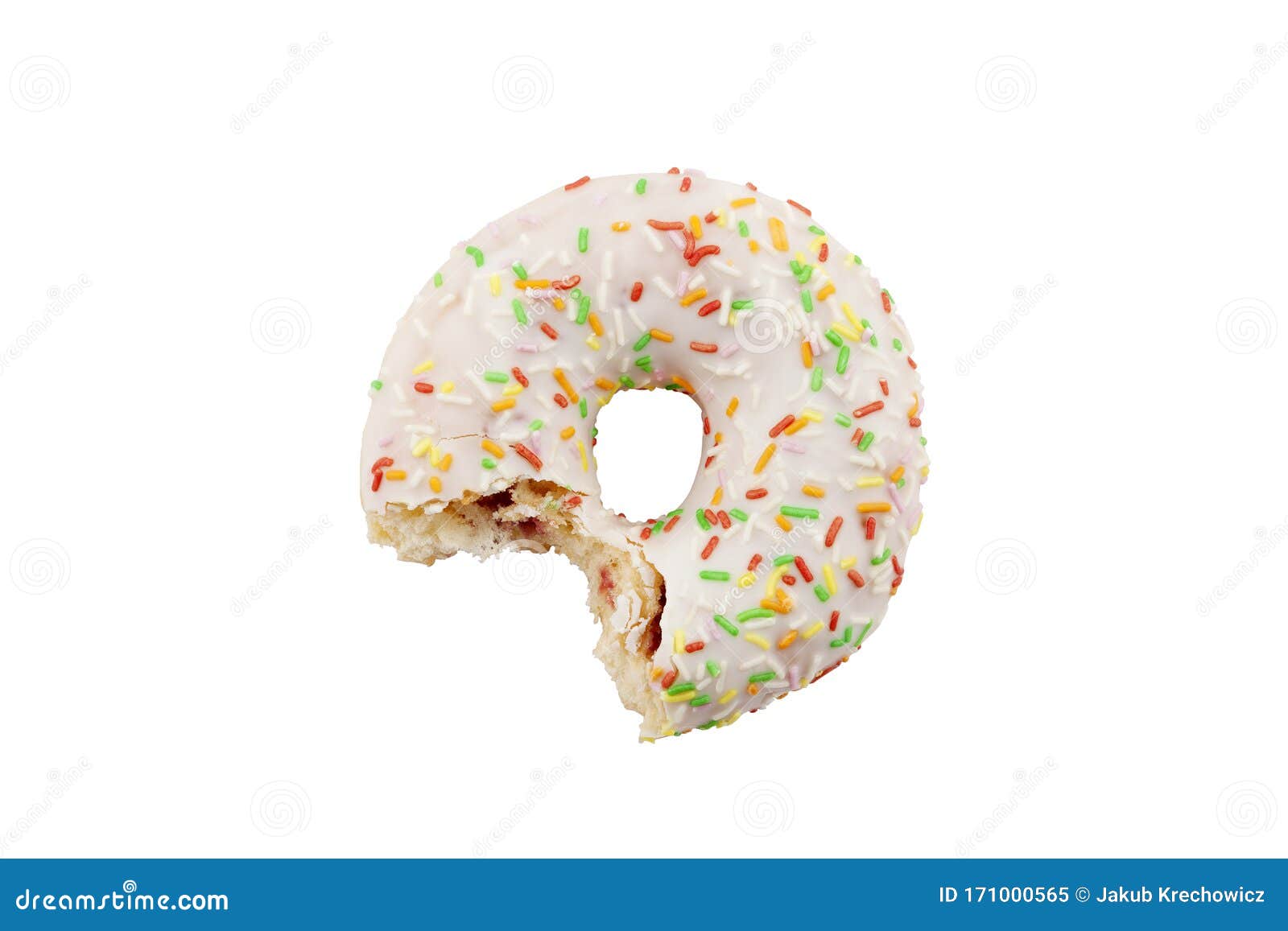 Bitten Donut with Colorful Sprinkles Isolated on White Stock Image ...