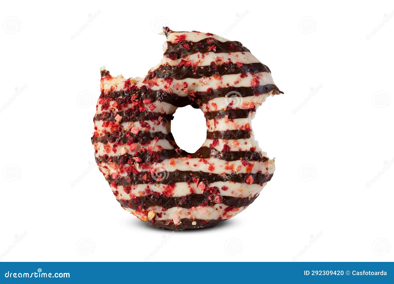 Bitten Donut on White Background Stock Photo - Image of chunk, circle ...