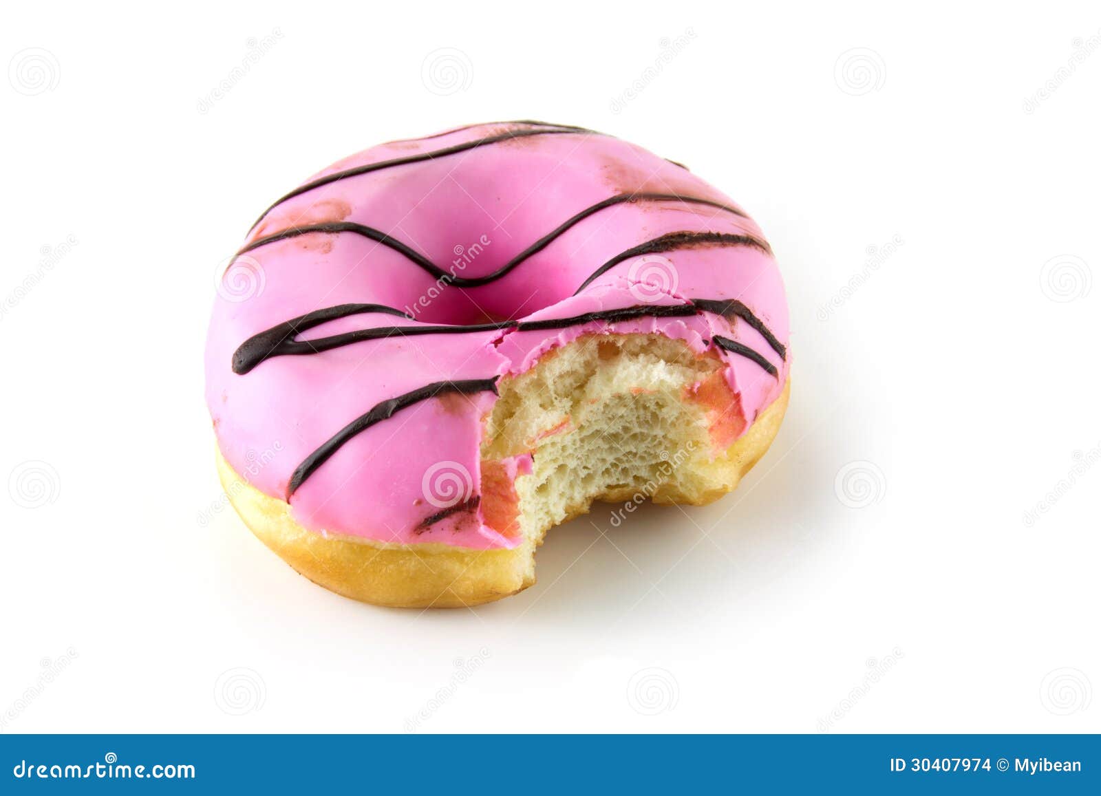 Bitten Donut on a White Background. Stock Photo - Image of dish, fried ...