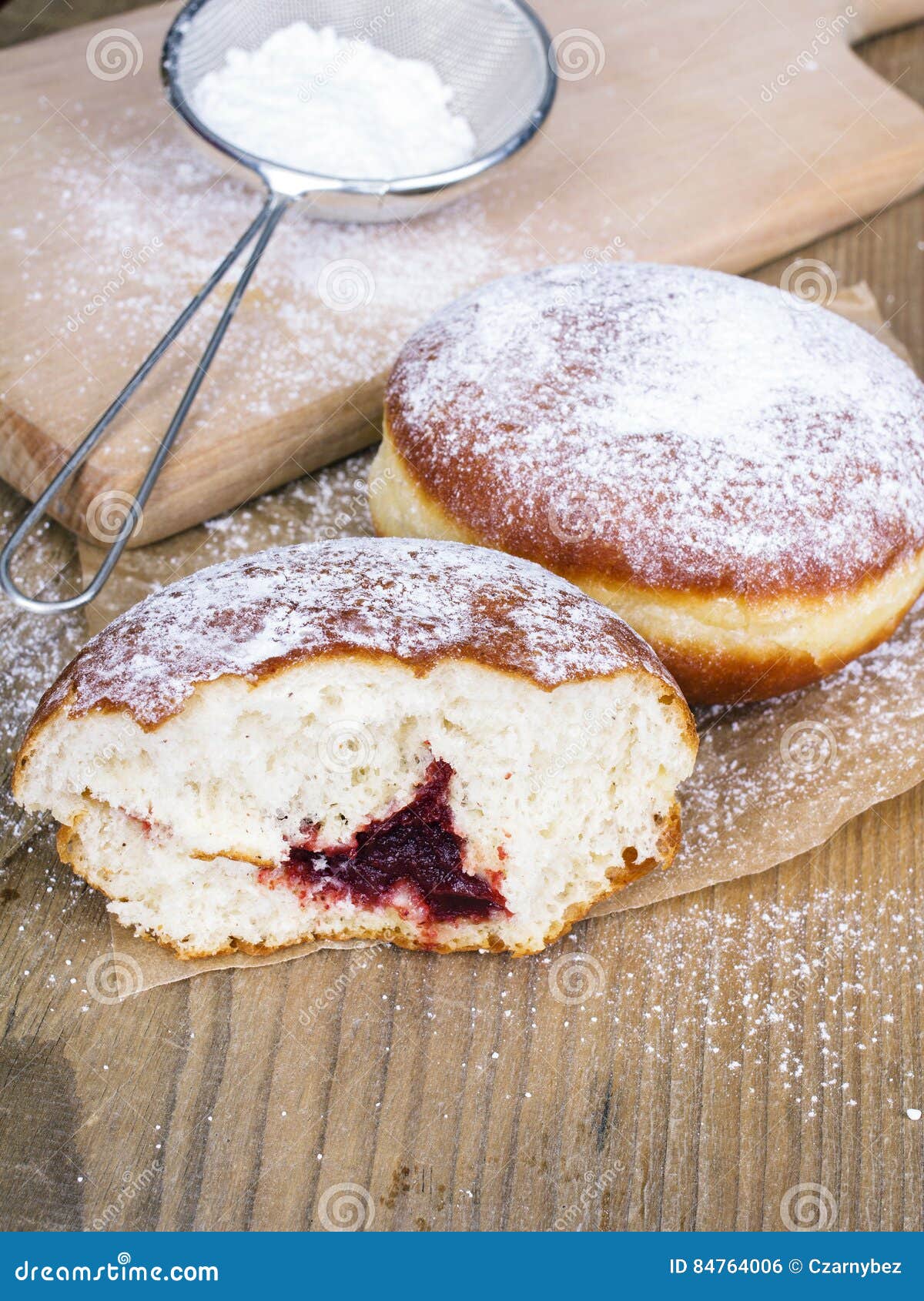 Bitten Donut on a Wooden Table Stock Photo - Image of calorie, diet ...