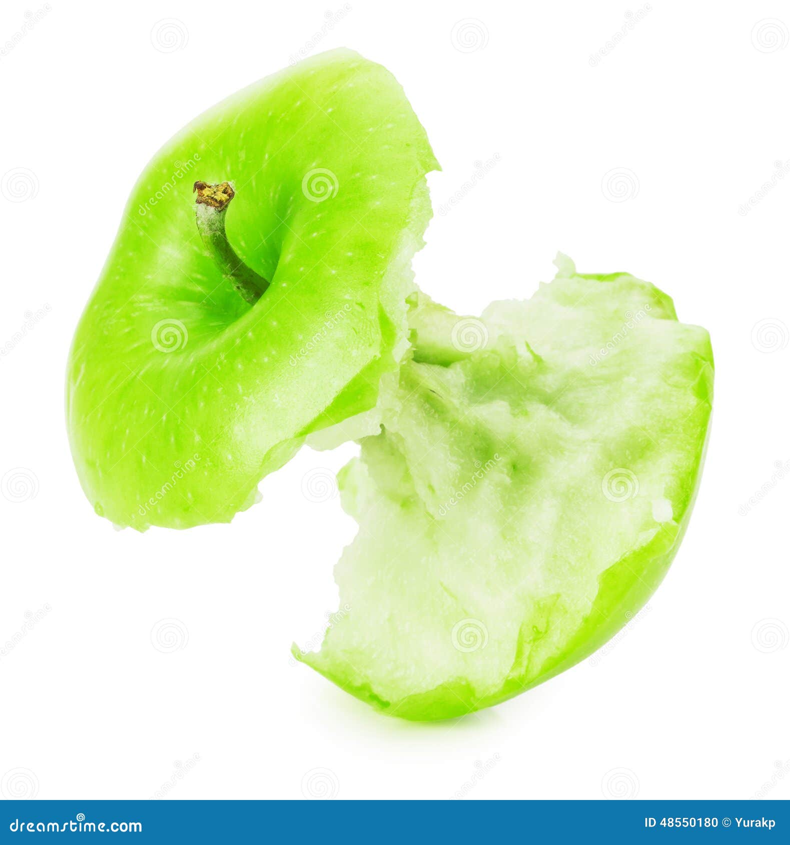 Bitten Green Apple Isolated on the White Background Stock Photo - Image ...