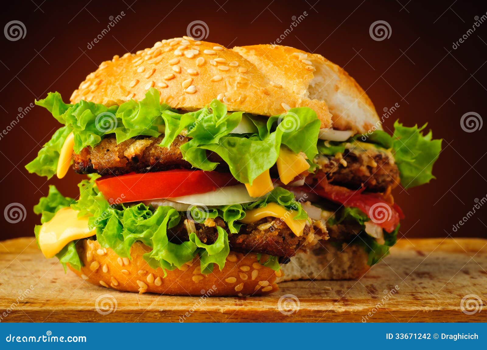 Bitten hamburger stock photo. Image of junk, cheeseburger - 33671242