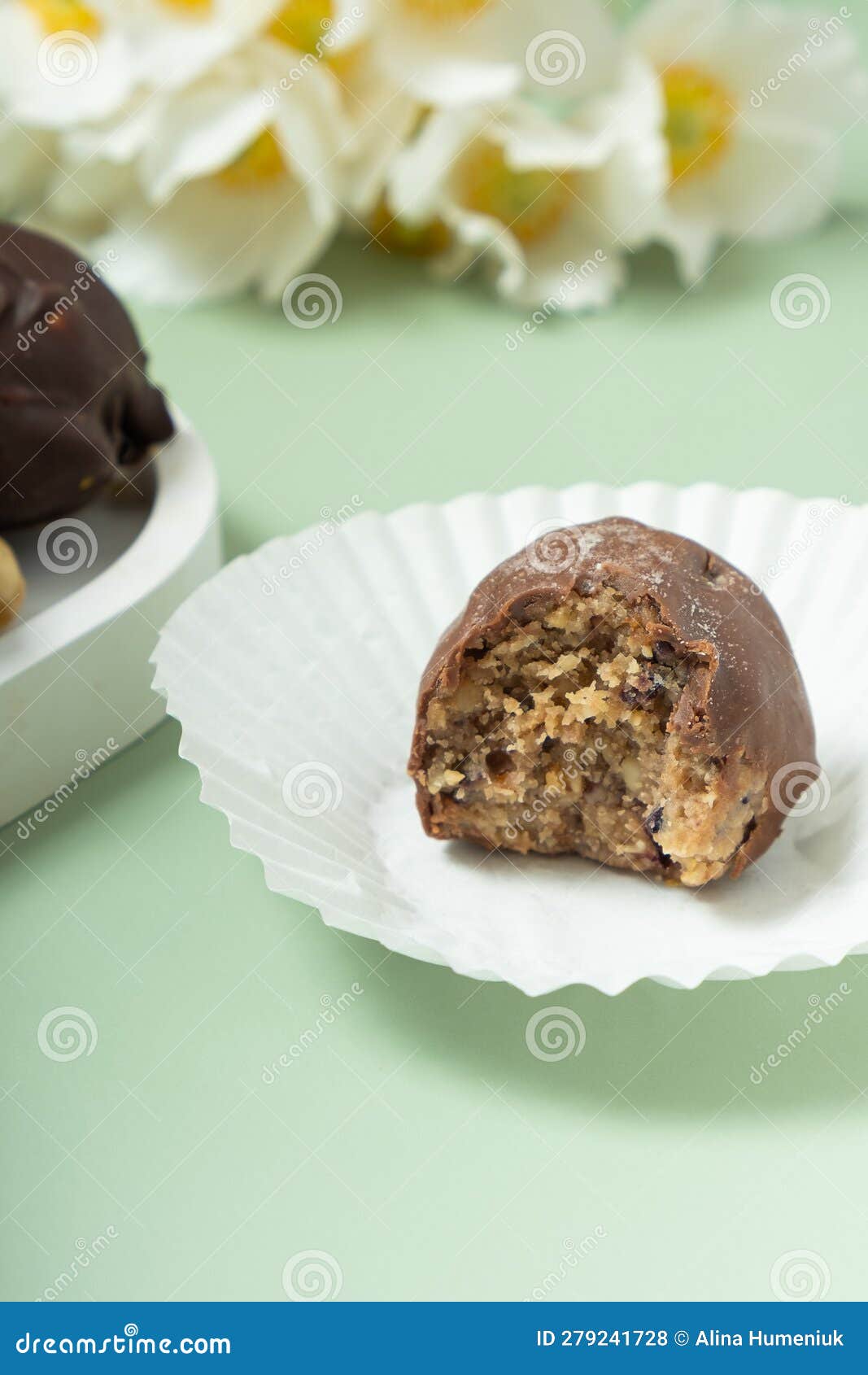 Bitten Healthy Craft Candy with Nuts Close-up Stock Photo - Image of ...
