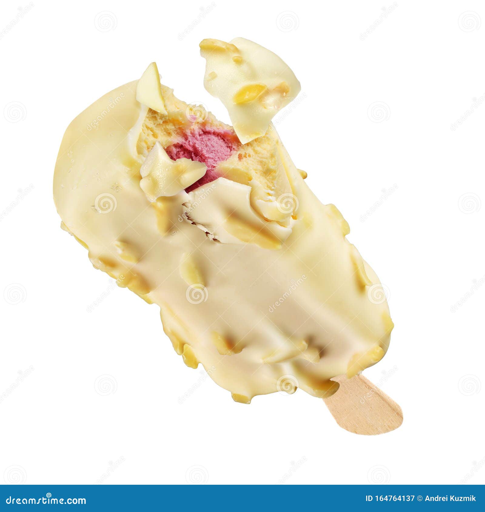 Bitten Ice Cream Popsicle with White Chocolate Coating Isolated Stock ...