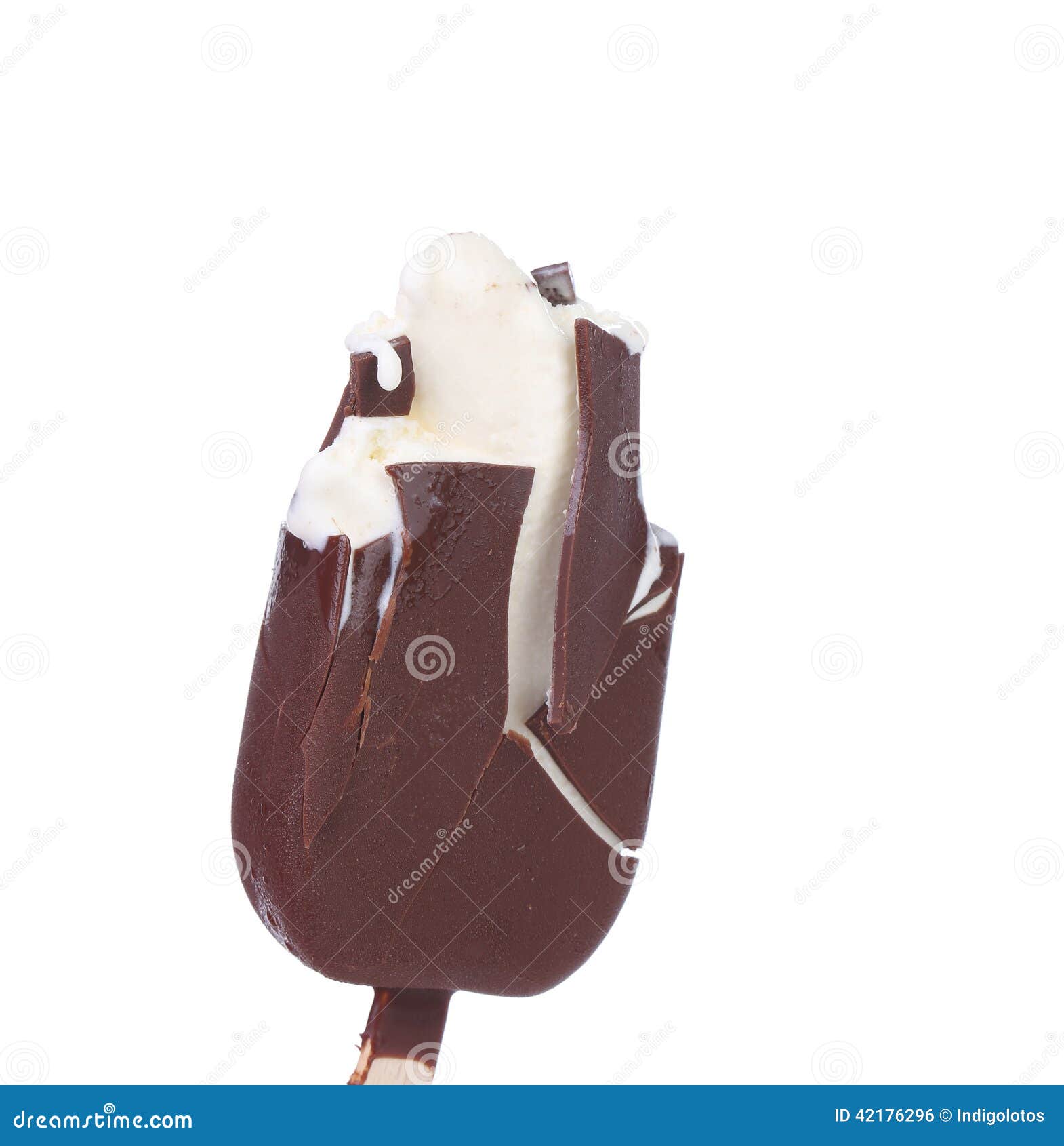 Bitten ice cream on stick. stock photo. Image of earthnut - 42176296