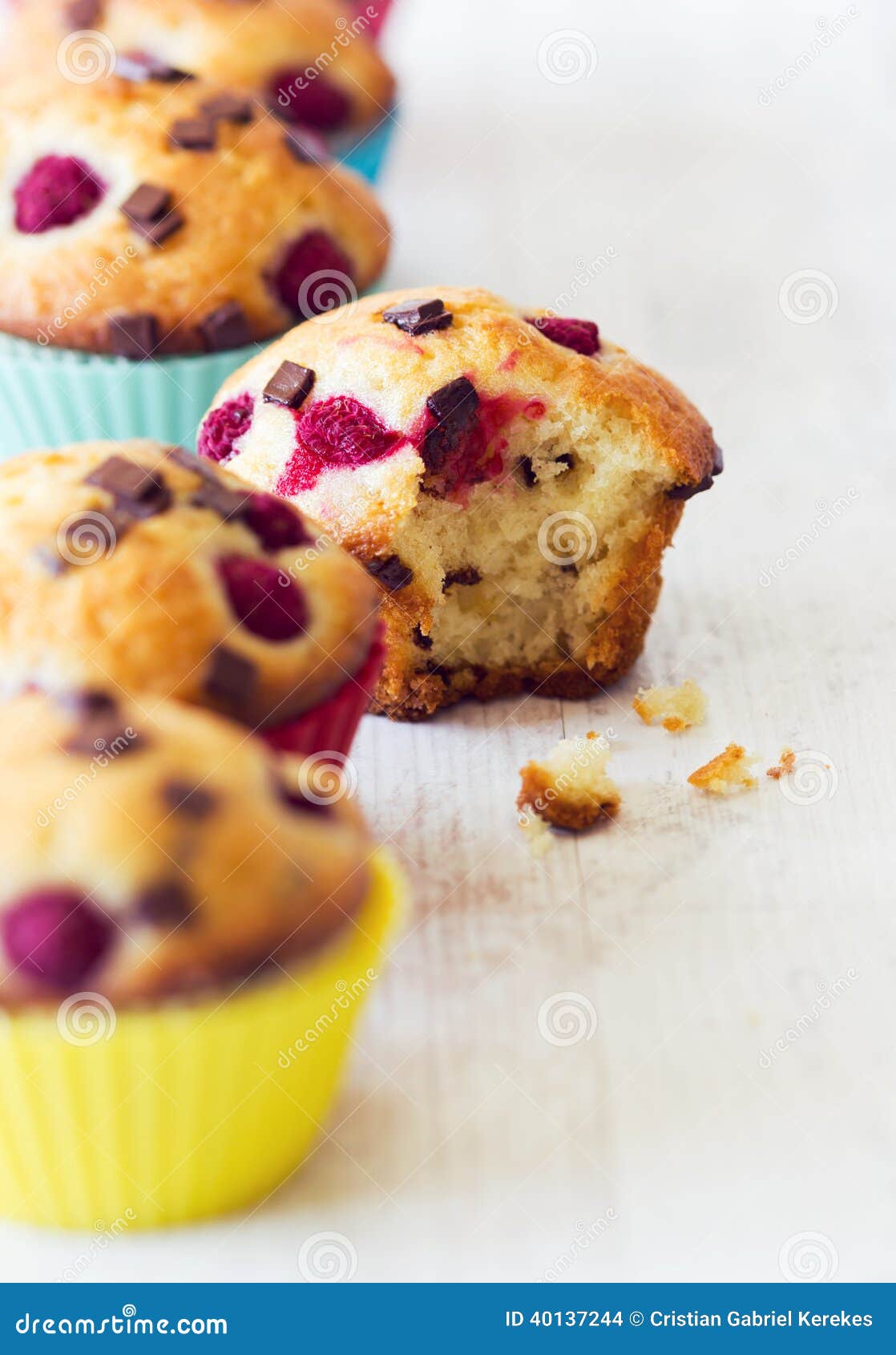Bitten Muffin Out from the Line Stock Photo - Image of home, brown ...