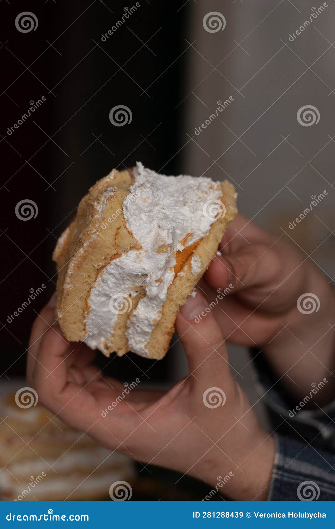 Bitten Piece of Cake with Lemon Stock Image - Image of bite, almonds ...