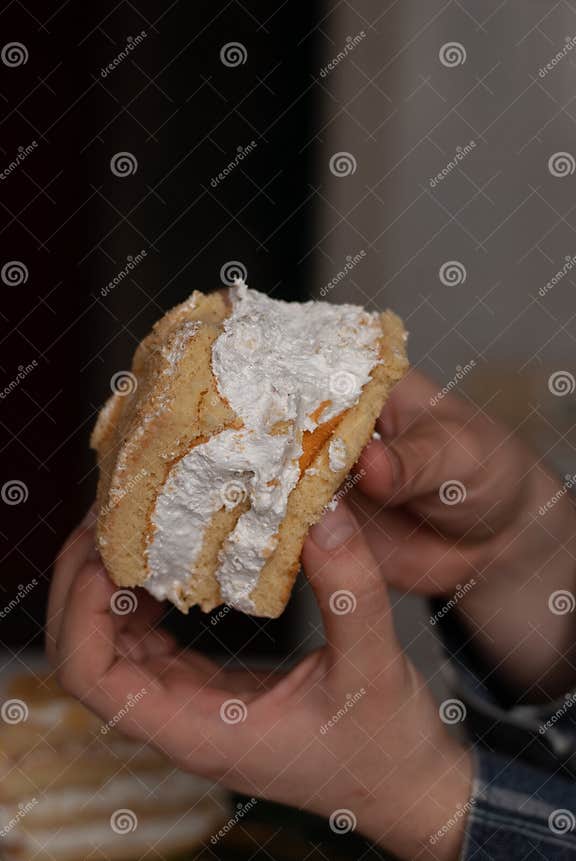 Bitten Piece of Cake with Lemon Stock Image - Image of bite, almonds ...