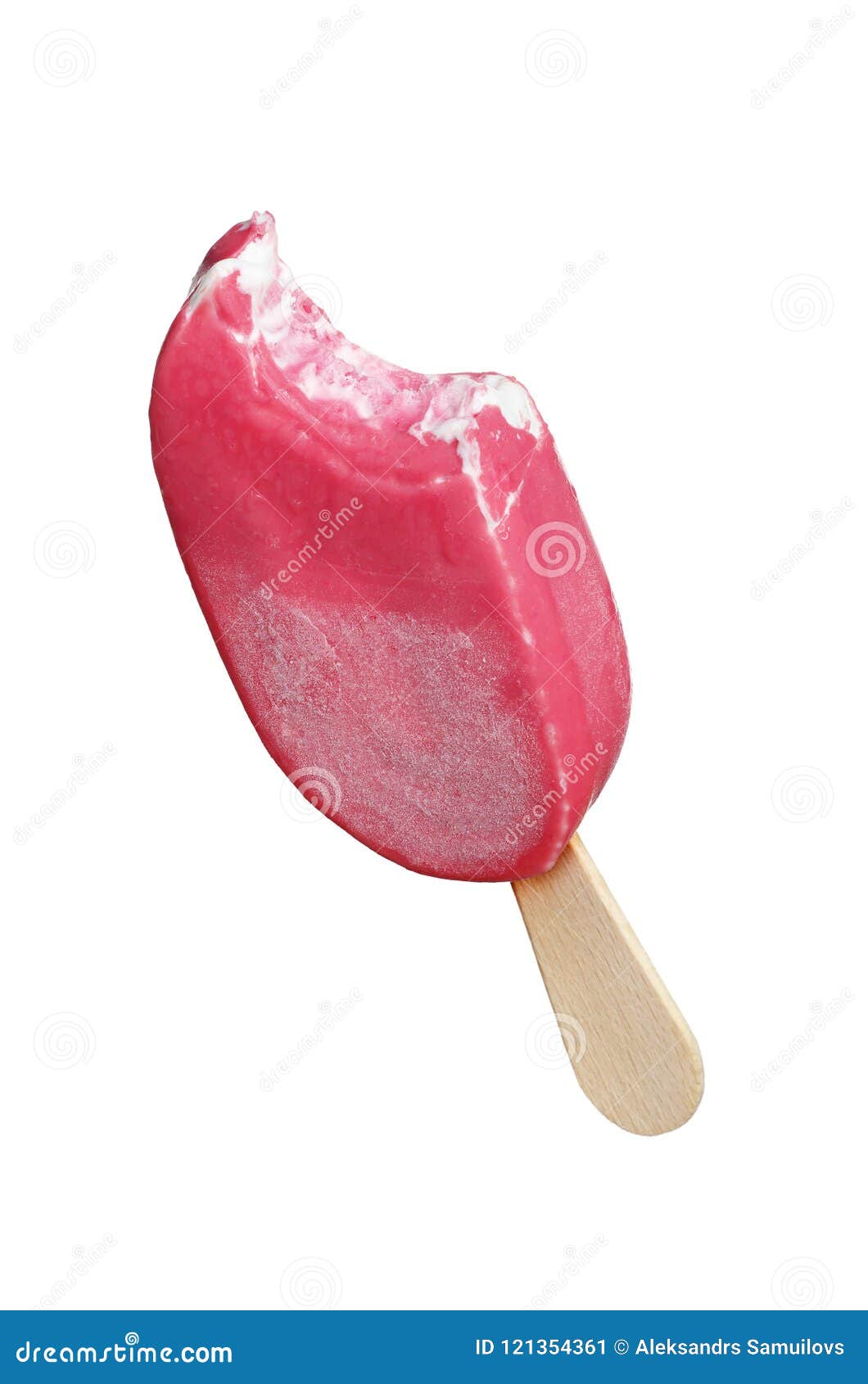 Bitten raspberry ice cream stock image. Image of lolly - 121354361