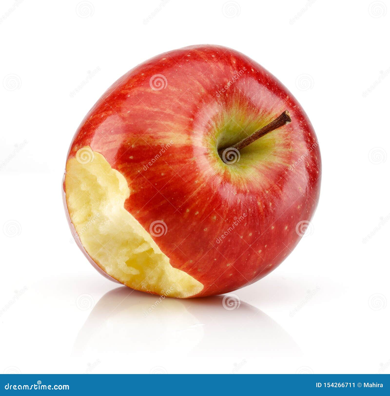 Bitten Red Apple Isolated on White Stock Image - Image of healthy ...