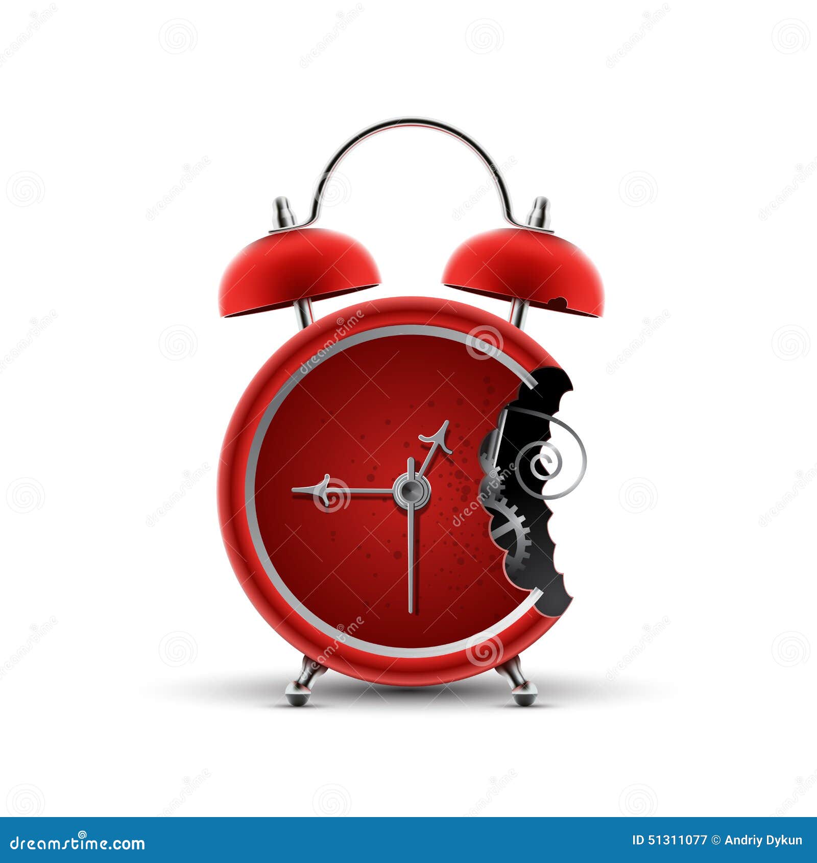Bitten red clock stock vector. Illustration of single - 51311077