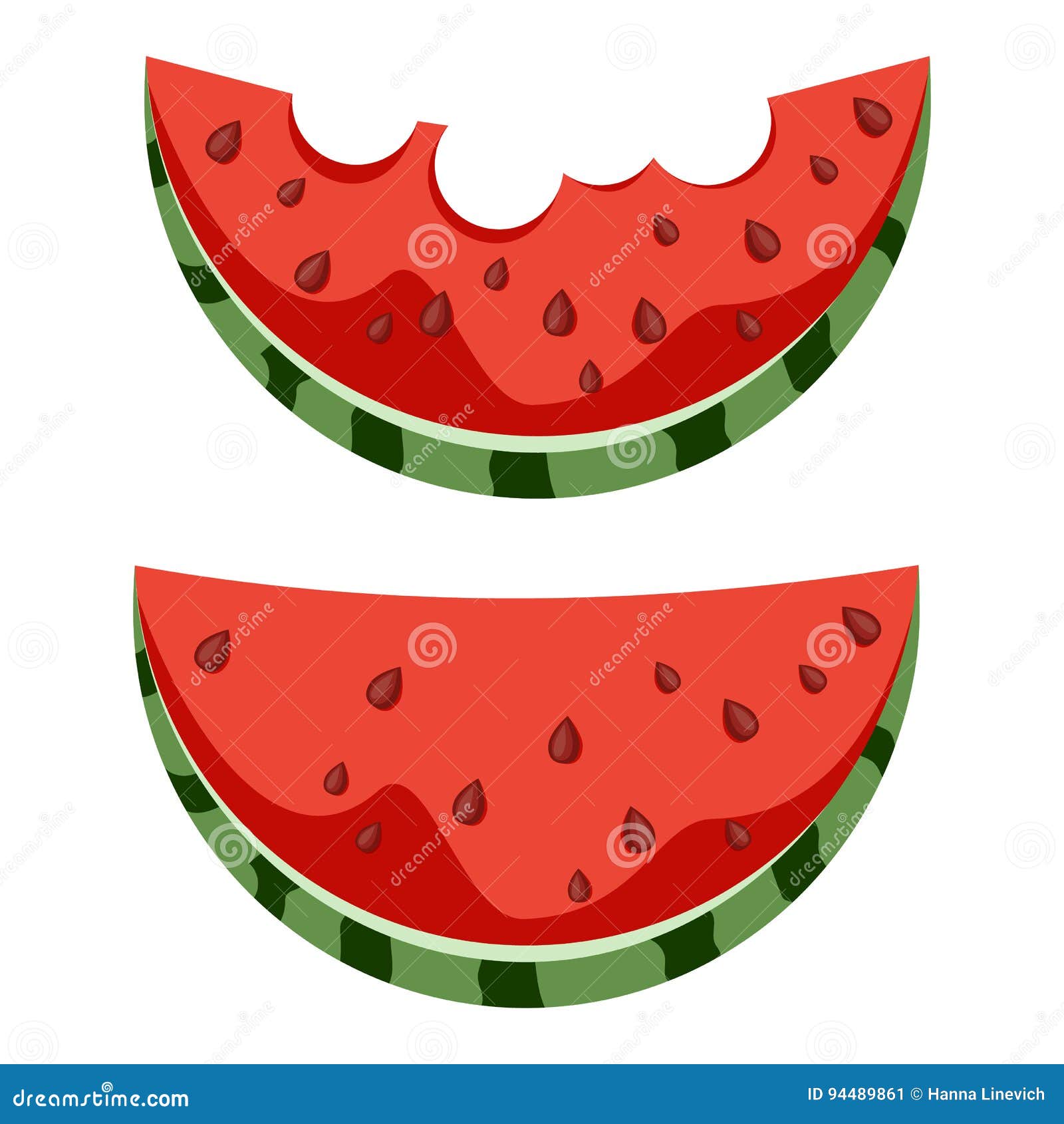 Bitten Slices of Watermelon. a Set of Elements. White Background Stock ...