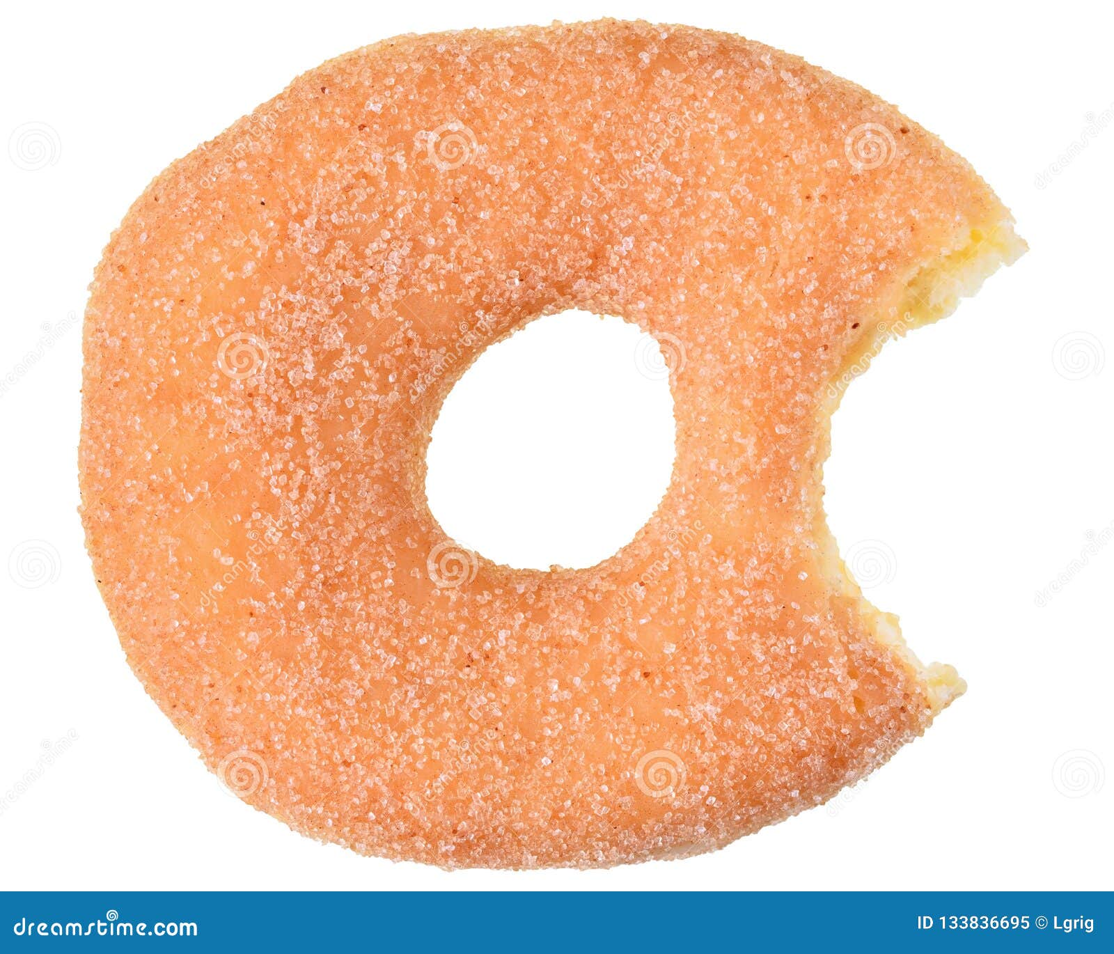 Bitten Sugar Donut Top View Isolated Stock Image - Image of confection ...