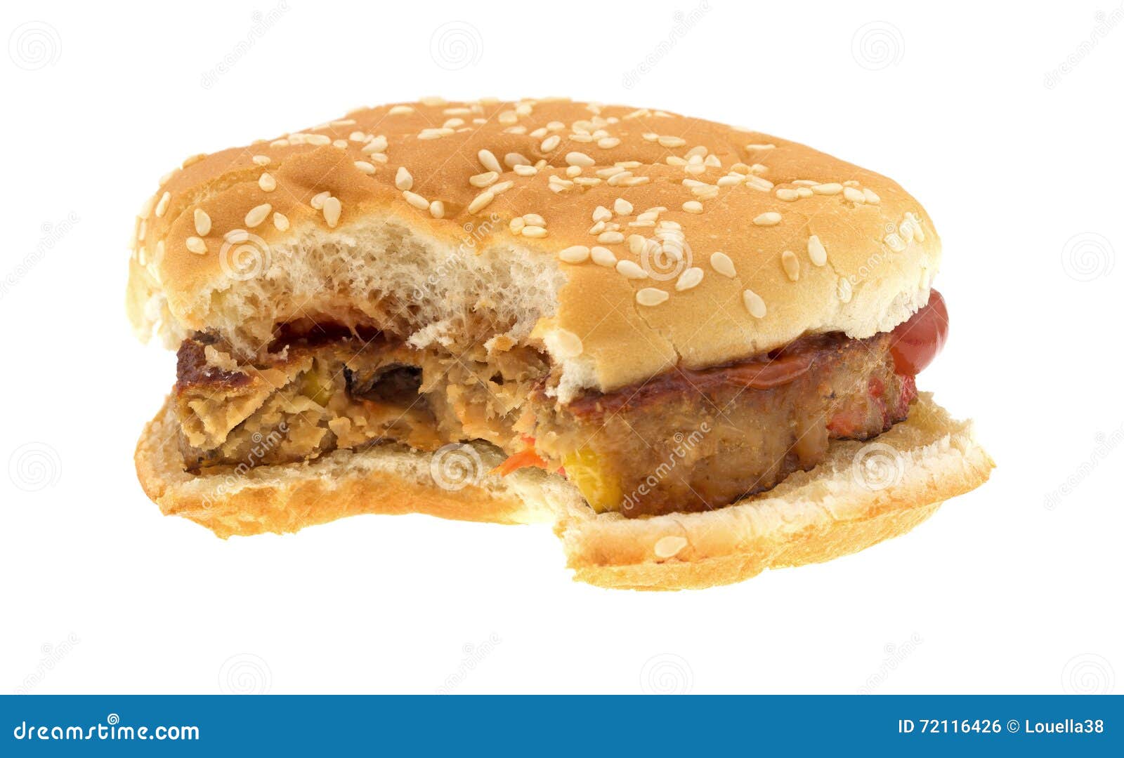 Bitten Veggie Burger on a White Background Stock Photo - Image of ...