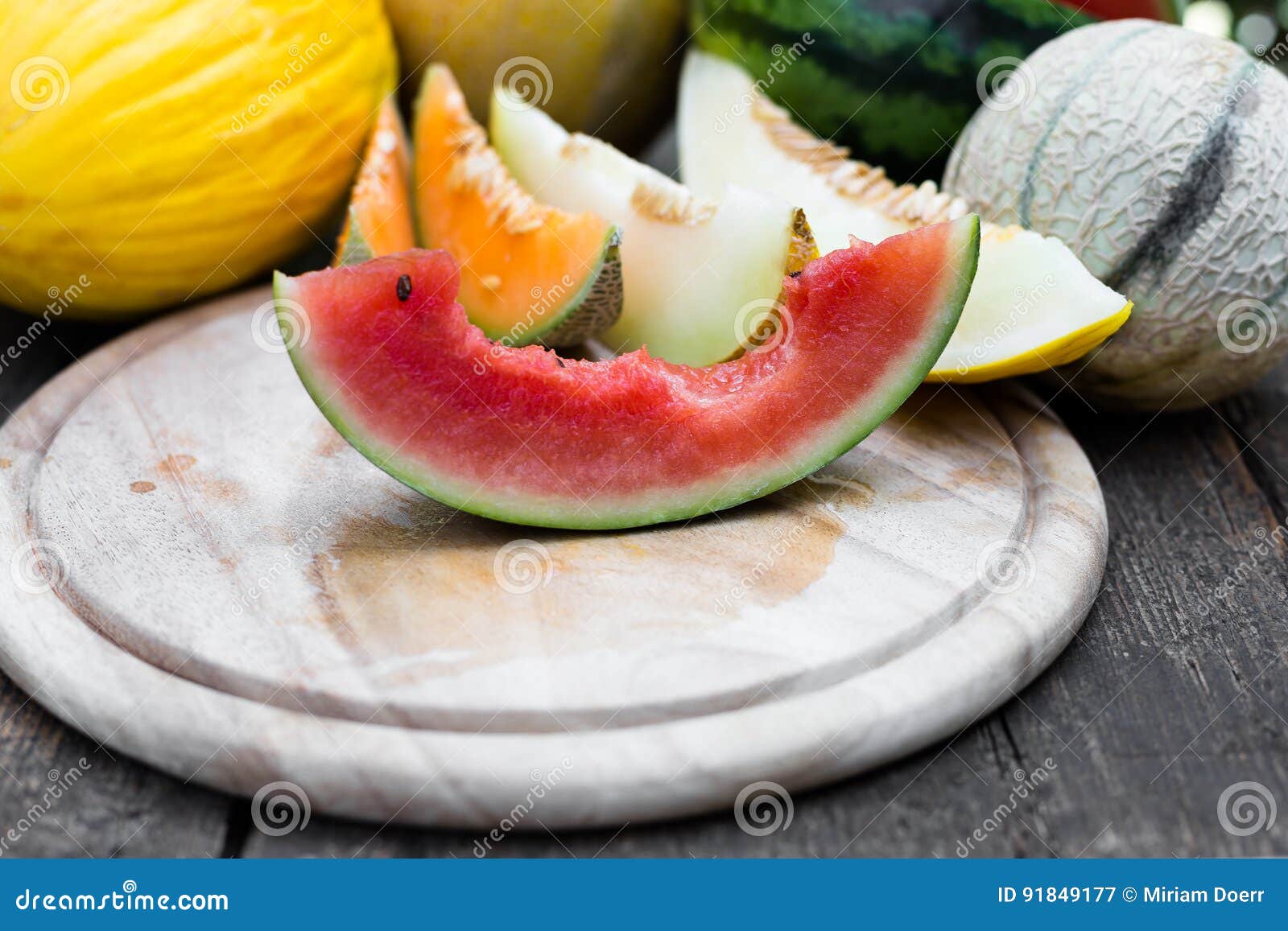Bitten Watermelon in Front of Others Stock Image - Image of fresh ...