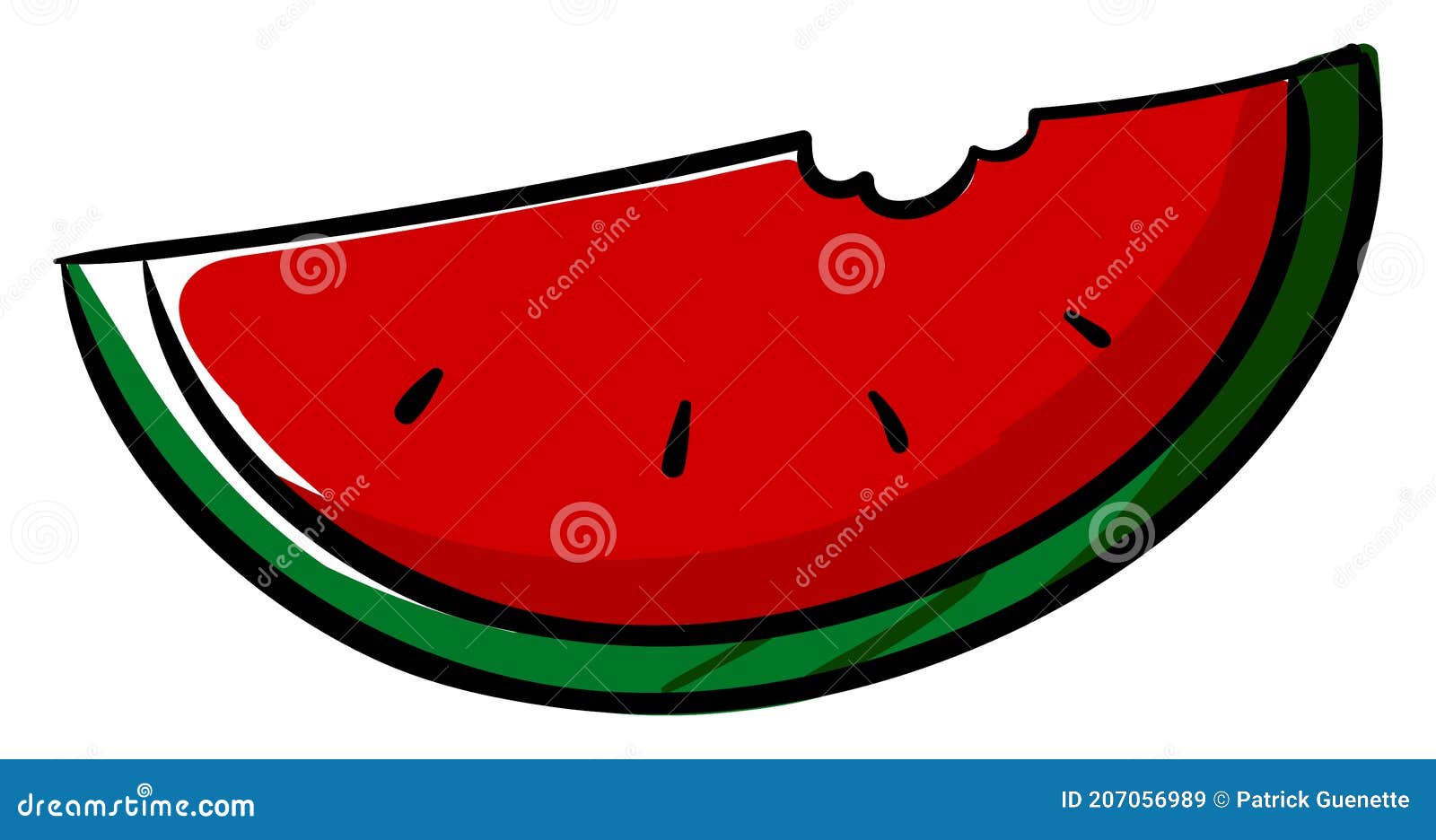 Bitten Watermelon Slice. Watermelon Rind Coloring Page Vector ...