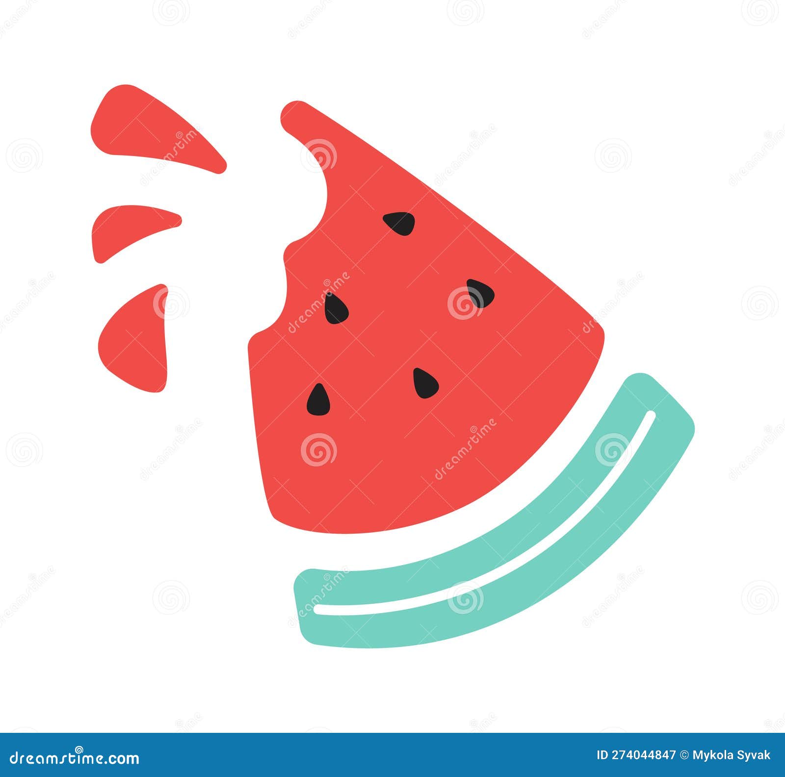 Bitten Watermelon Slice stock vector. Illustration of isolated - 274044847
