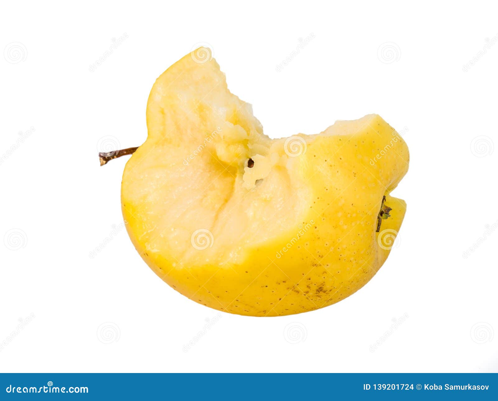 Bitten Yellow Apple Fruit on White Background Stock Photo - Image of ...