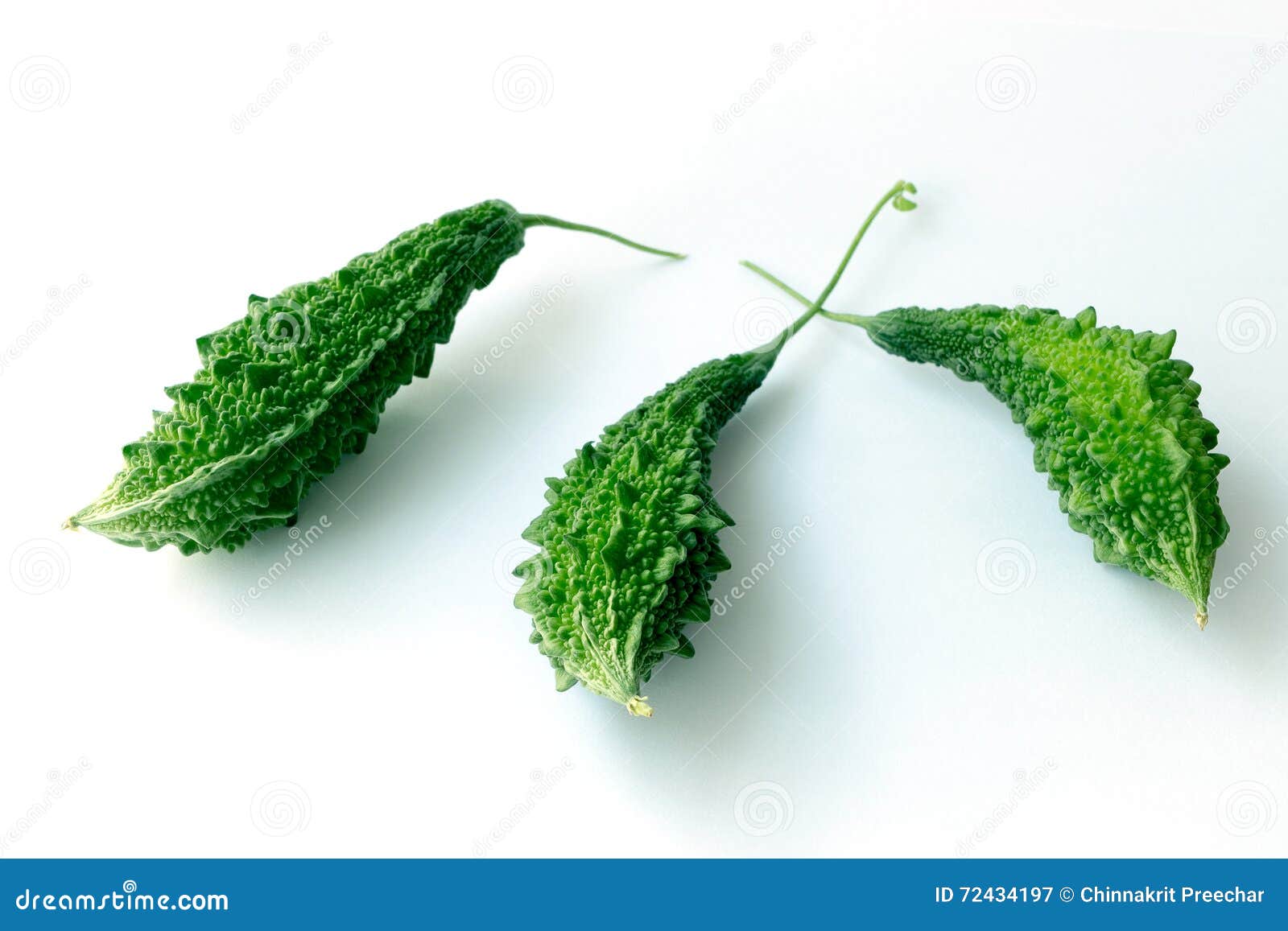 Bitter Gourd with Leaves on White Background Stock Image - Image of ...