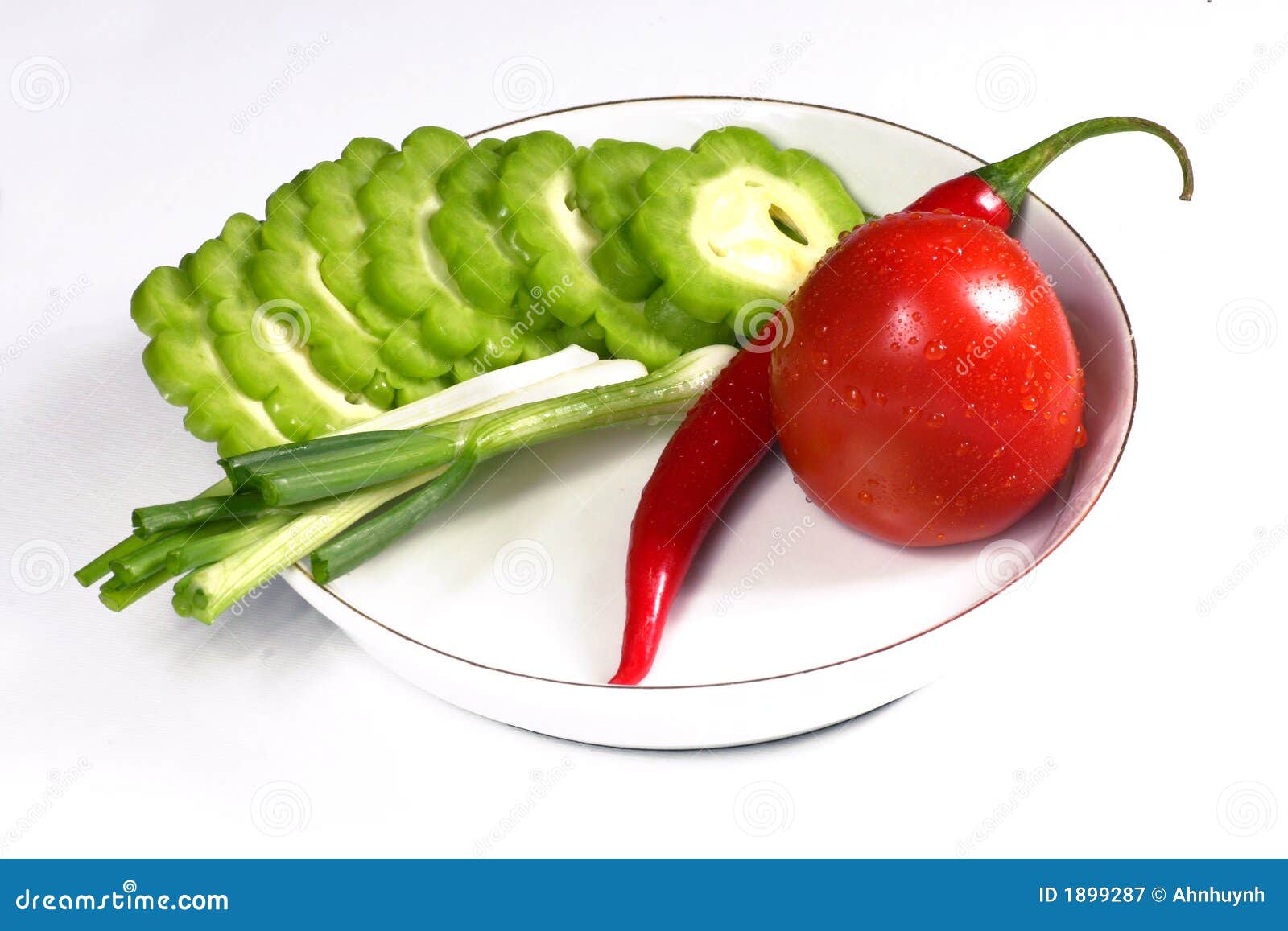 Bitter Lemon, Tomato, Chilli and Green Spring Onion Stock Image - Image ...