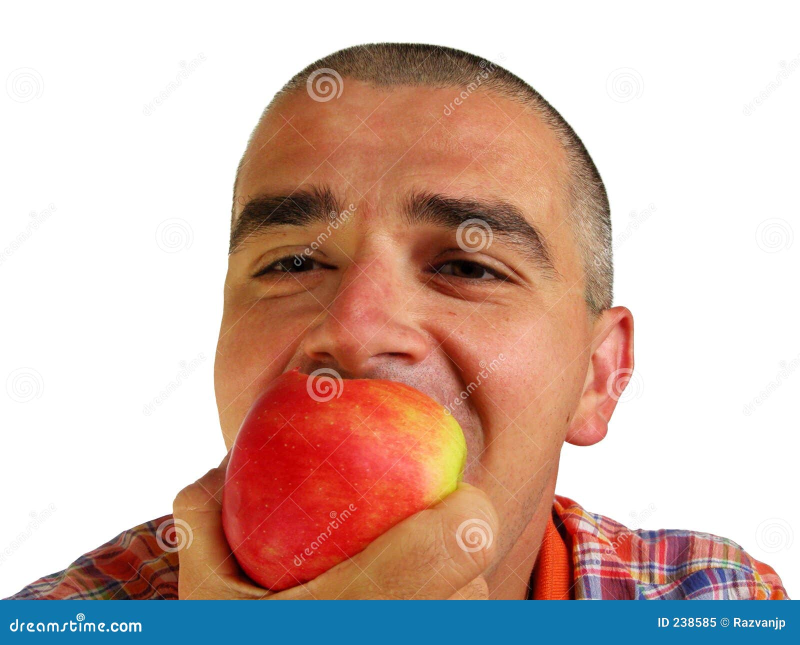Bitting an apple stock image. Image of eyes, apple, person - 238585