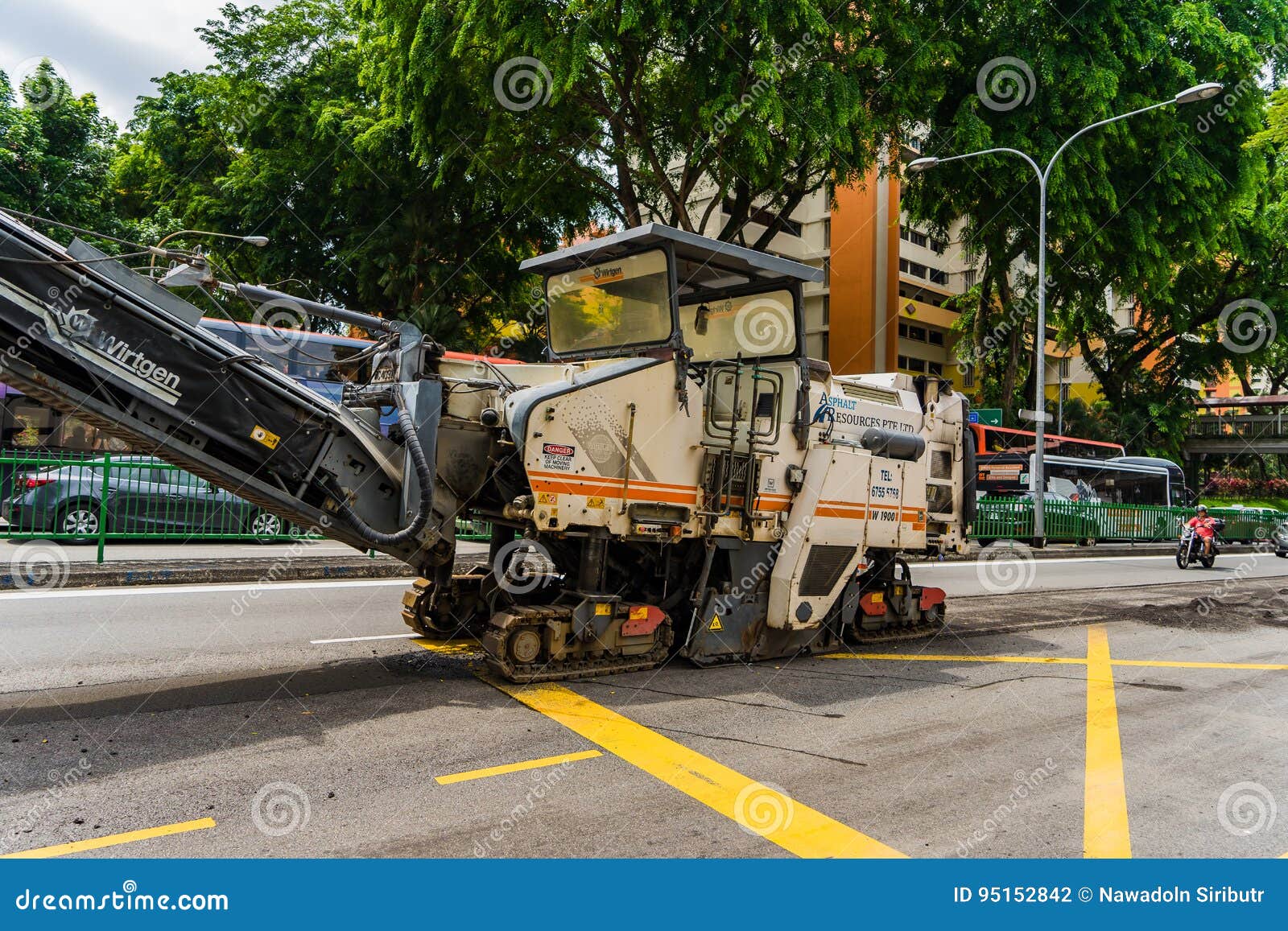 Bitumen and Asphalt Paver Machine on the Road Editorial Photography ...