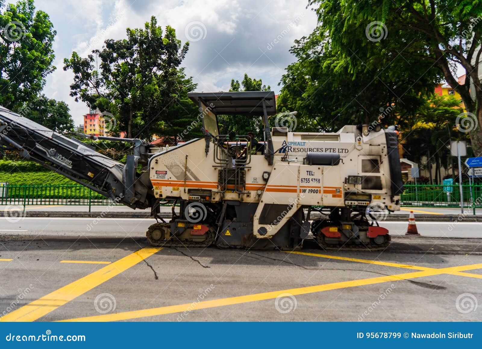 Bitumen and Asphalt Paver Machine on the Road Editorial Stock Image ...