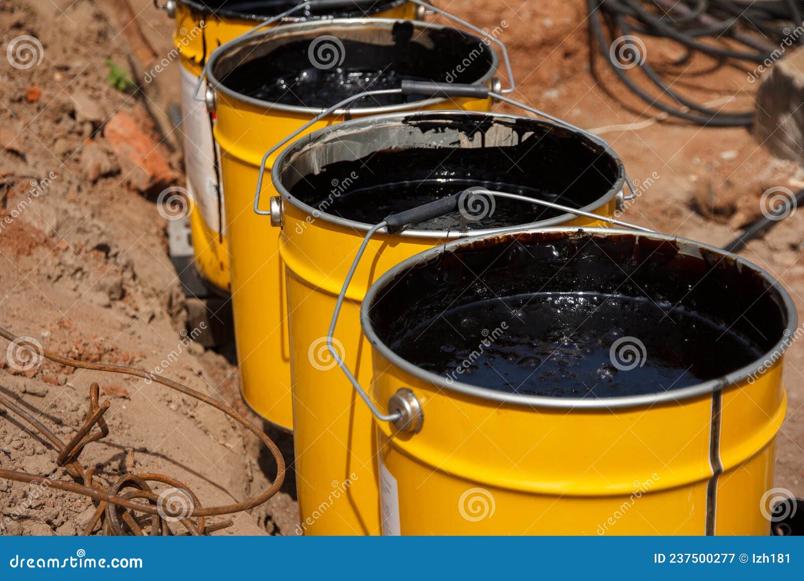 Bitumen Mastic in Buckets. Protective Bitumen Mastic for Concrete ...
