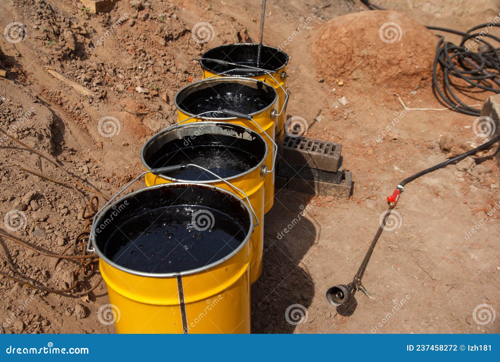 Bitumen Mastic in Buckets. Protective Bitumen Mastic for Concrete ...