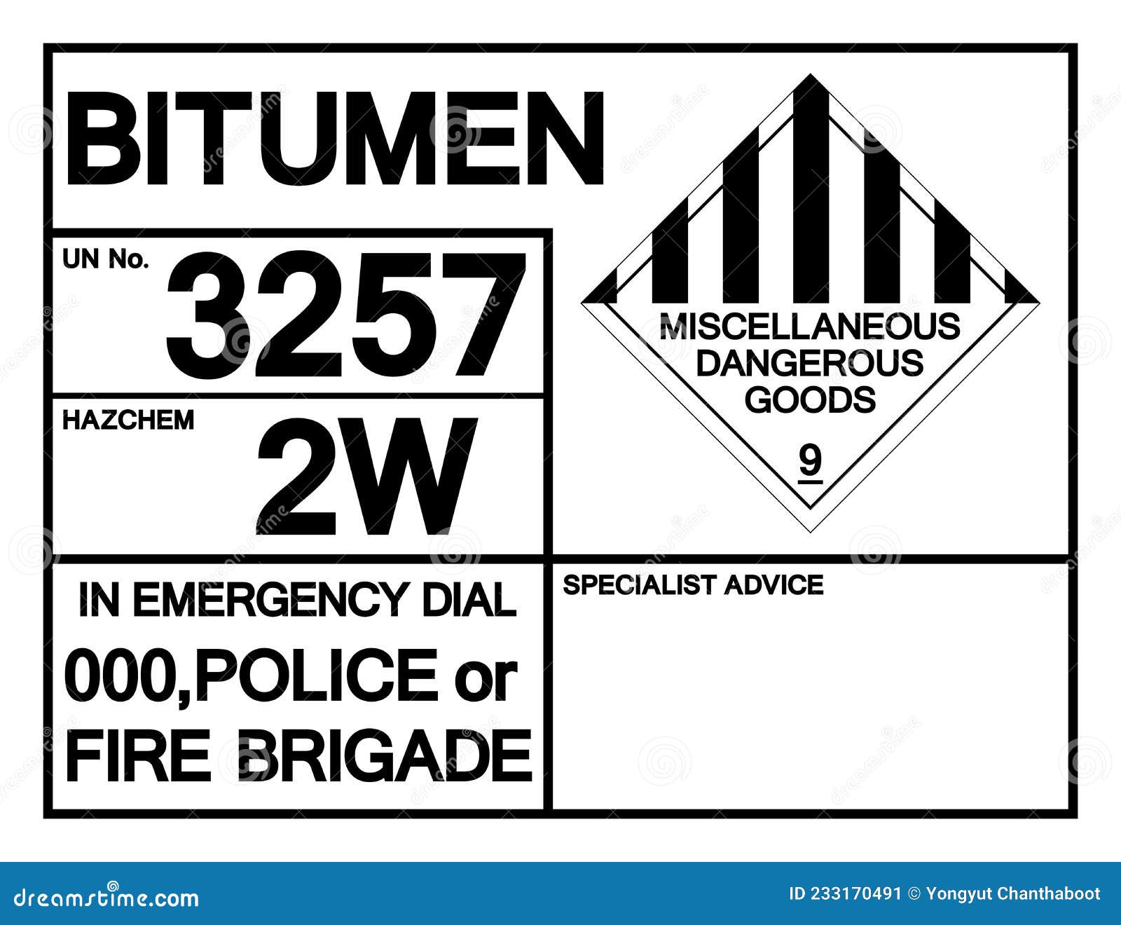 Bitumen UN3257 Symbol Sign, Vector Illustration, Isolate on White ...